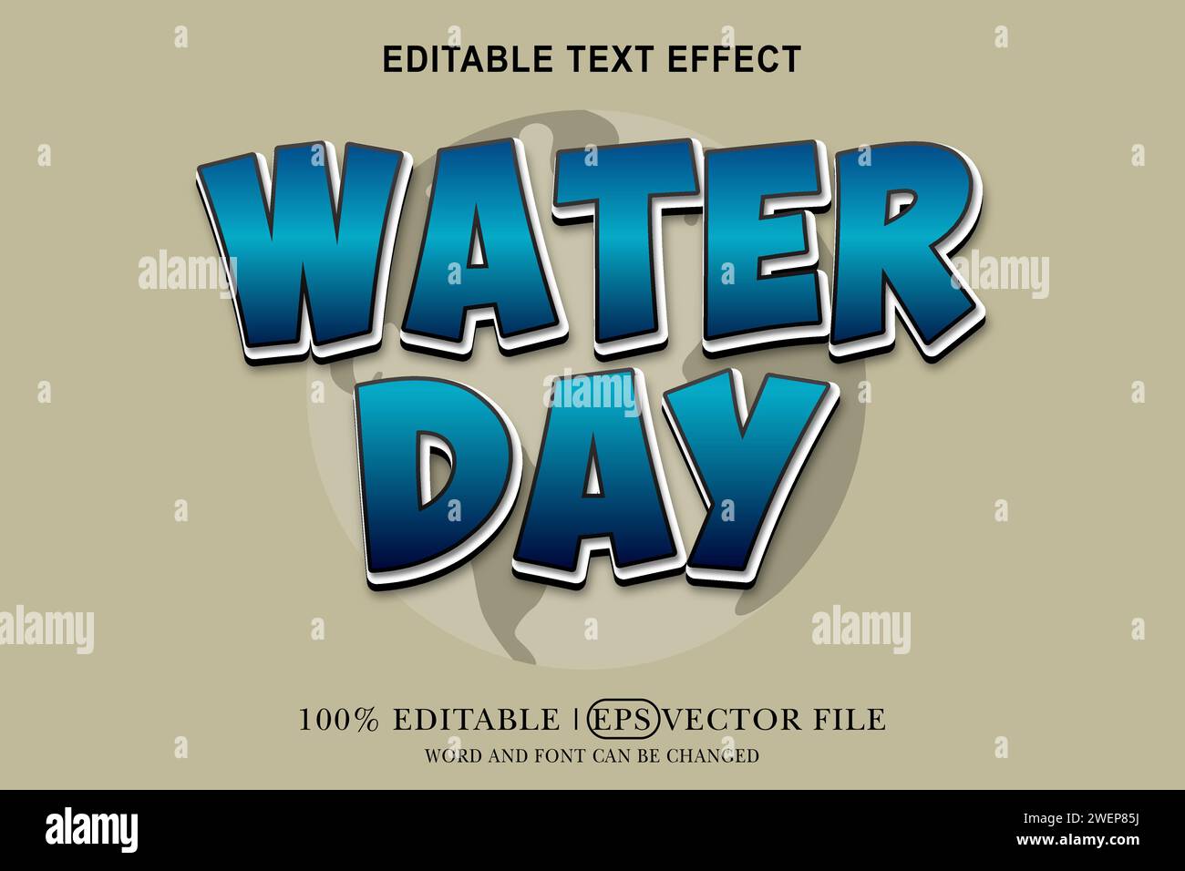 World water day 3d Text Effect Editable 3D Style eps vector Stock ...