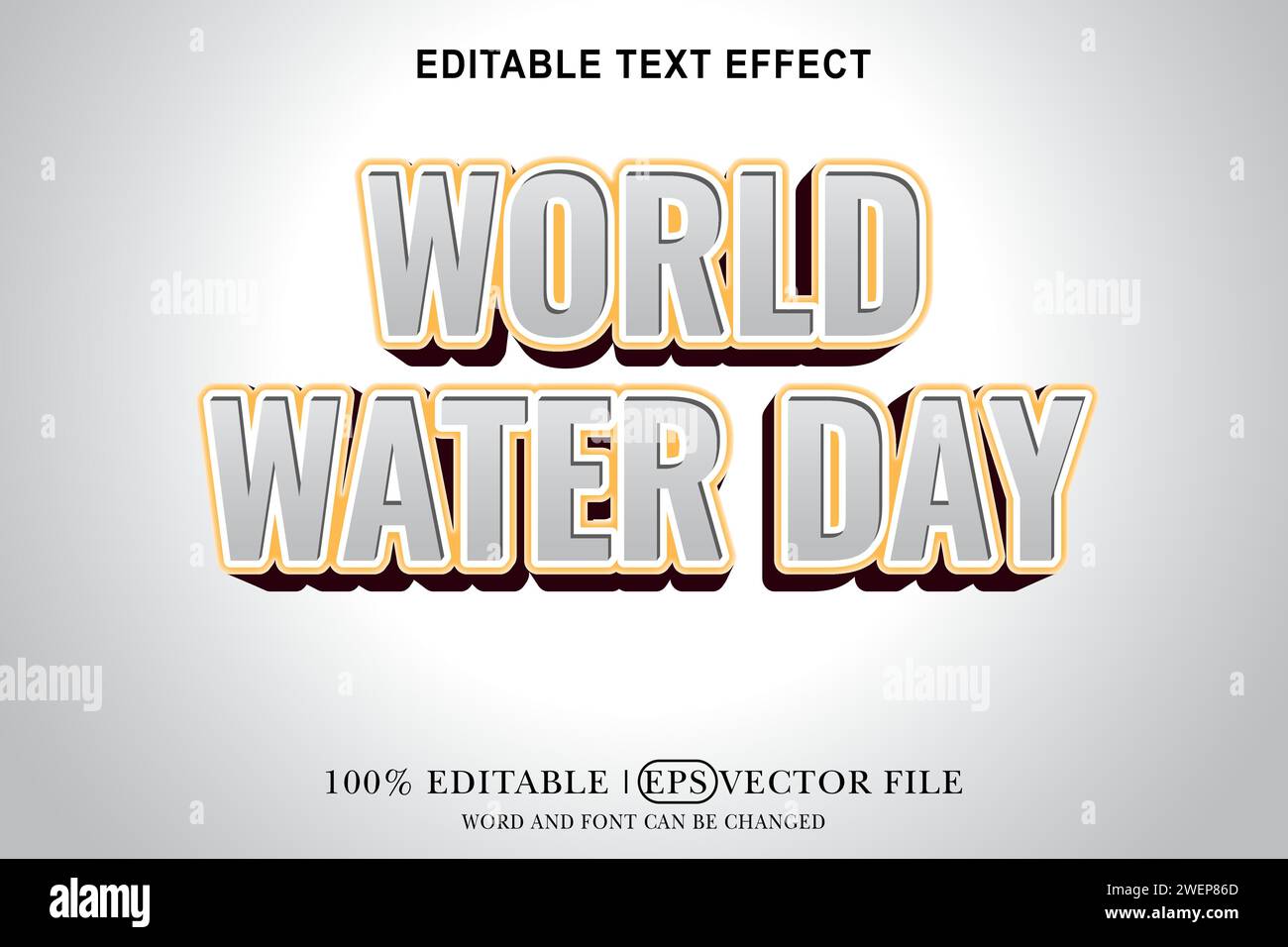 World water day 3d Text Effect Editable 3D Style eps vector Stock ...