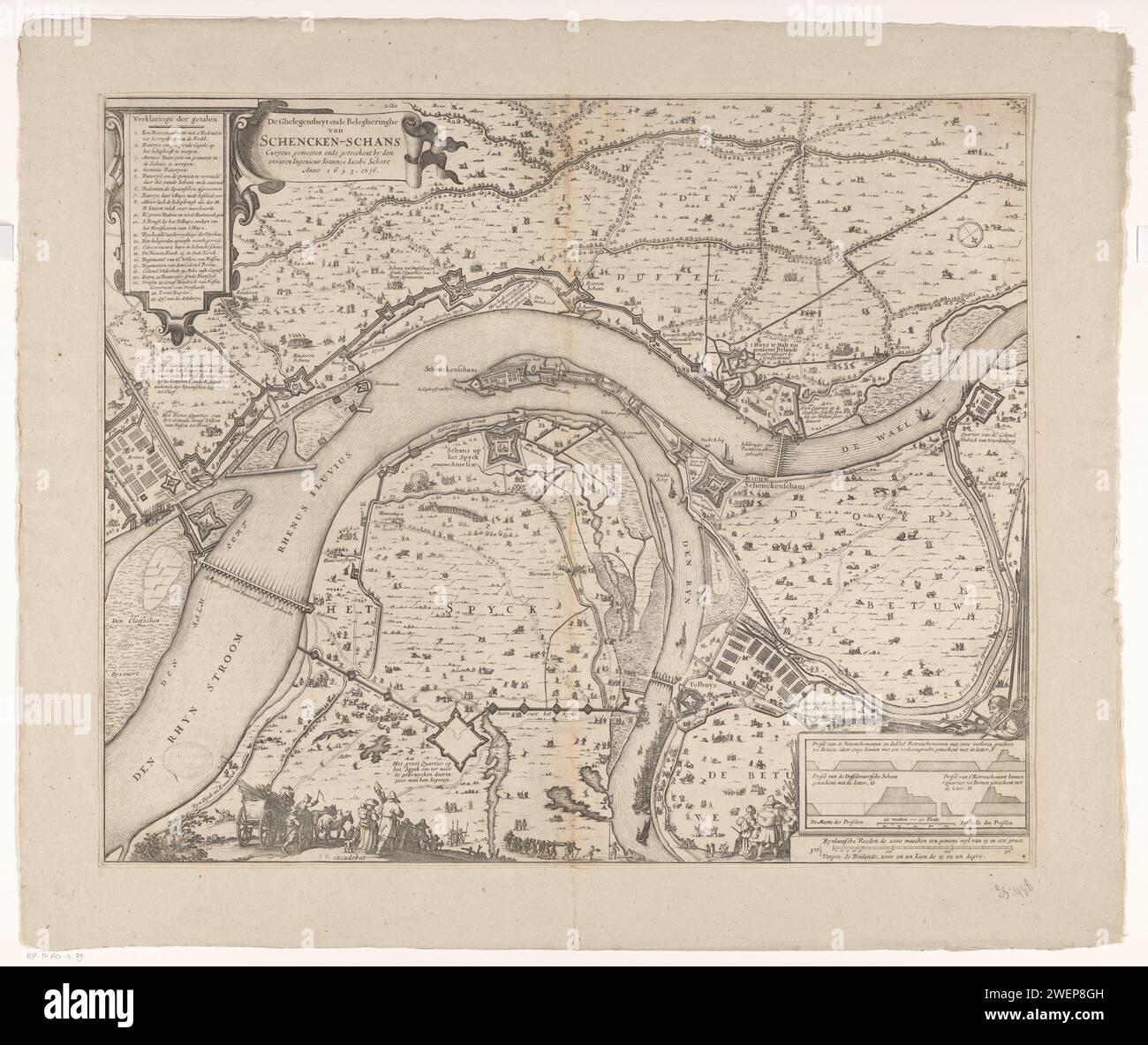 Map with siege and conquest of Schenschans by Frederik Hendrik, 1635 ...
