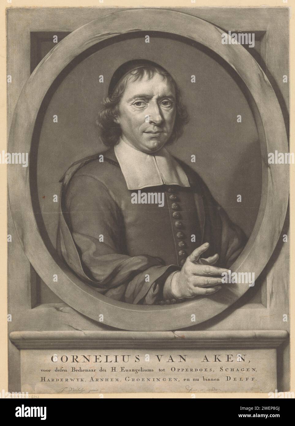 Portret van Cornelius van Aken, Jan Network (I), 1679 - 1693 print ...