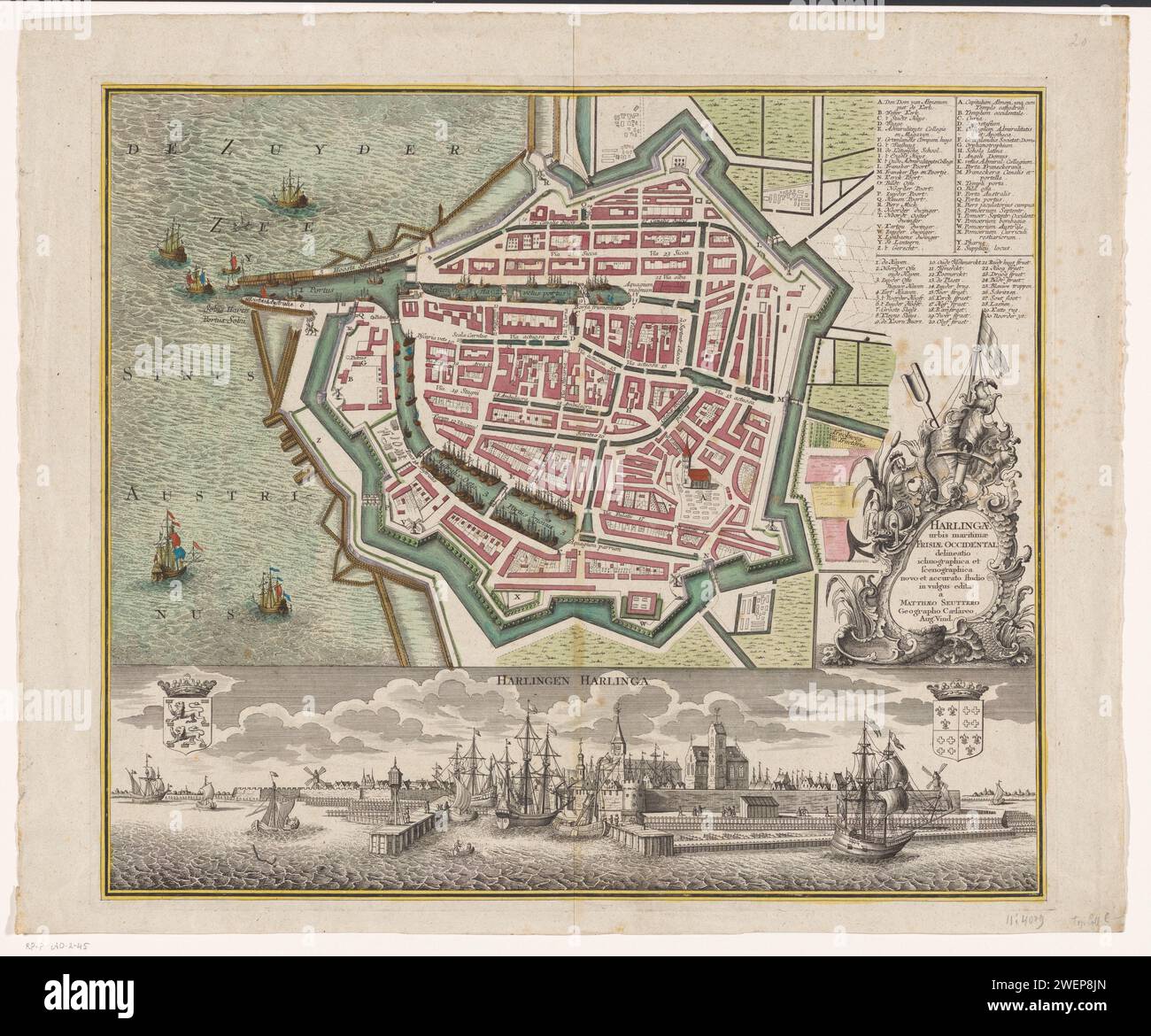 Map of Harlingen, Matthaeus Seutter (III), 1728 print Map in a nutshell ...