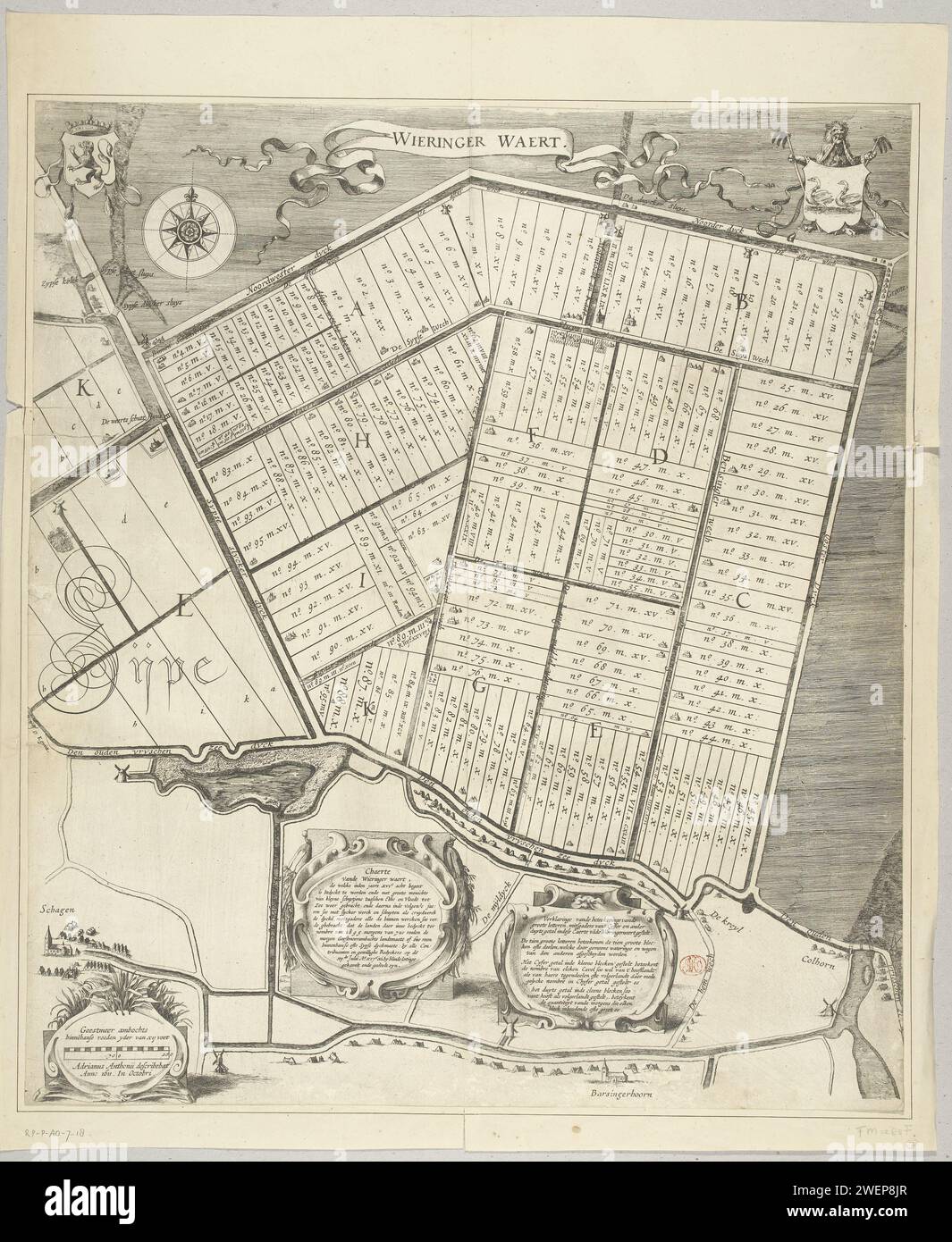 Map of the lots of the Wieringerwaard, 1611, in or after 1611 print Map ...