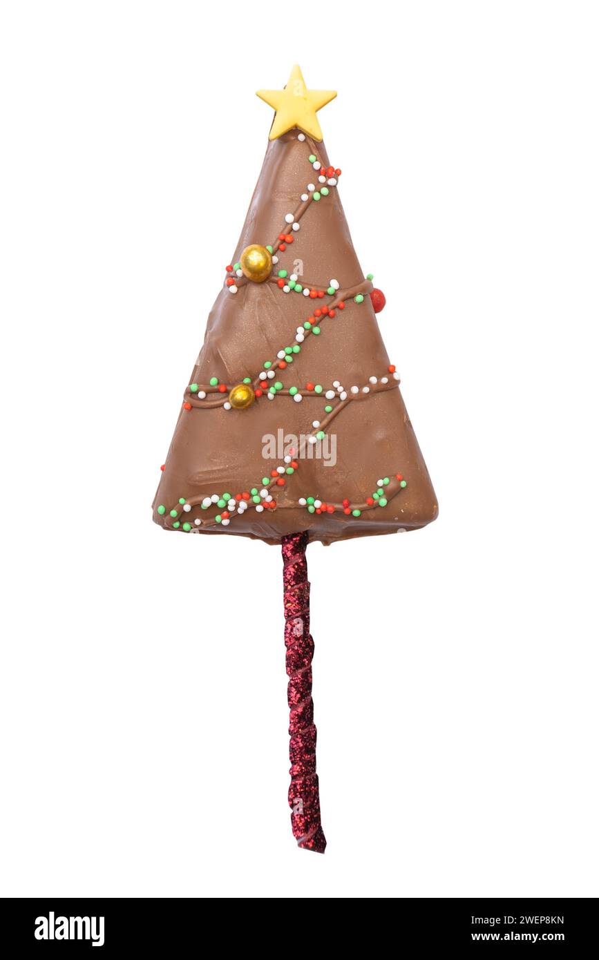 christmas tree shaped chocolate cakes on stick Stock Photo - Alamy