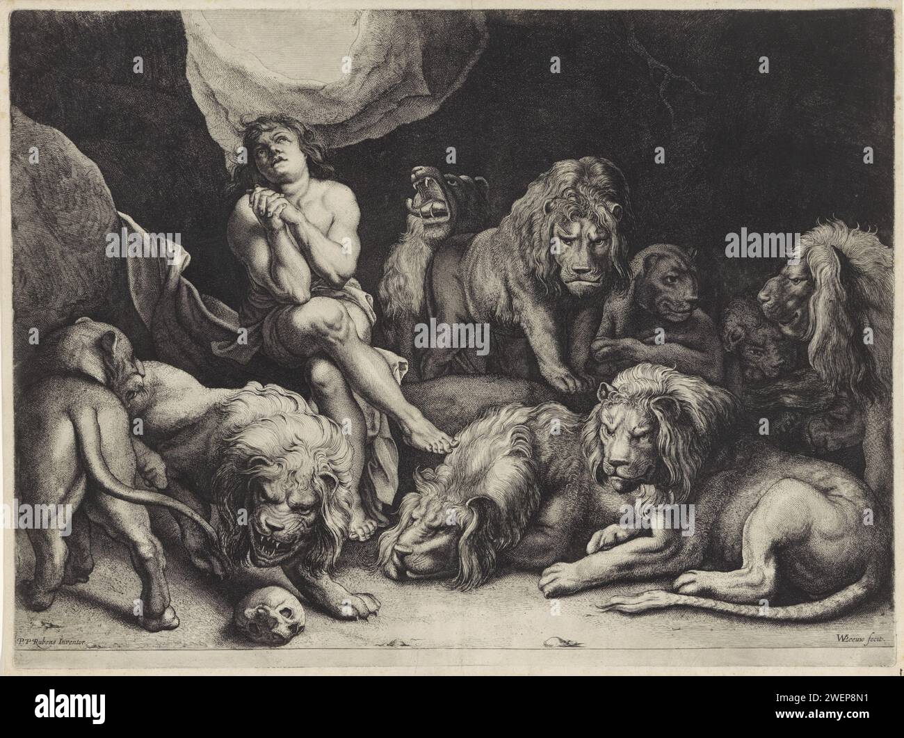 Daniël in the Leeuwenkuil, Willem van der Leeuw, after Peter Paul ...