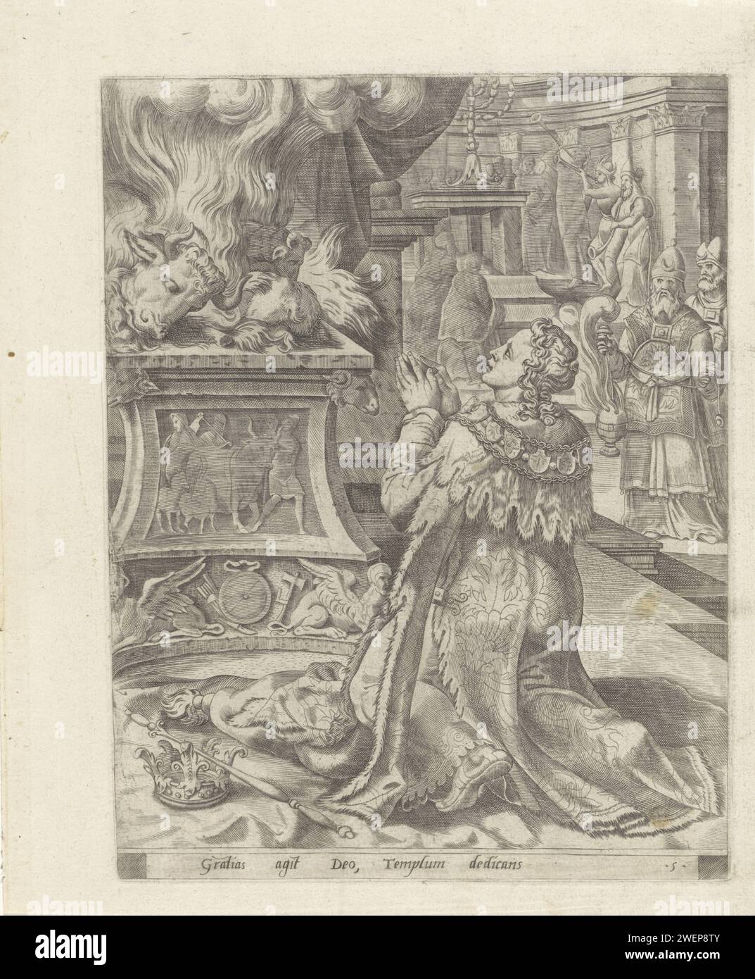 Salomon prays at the initiation of the temple, 1554 - 1595 print ...