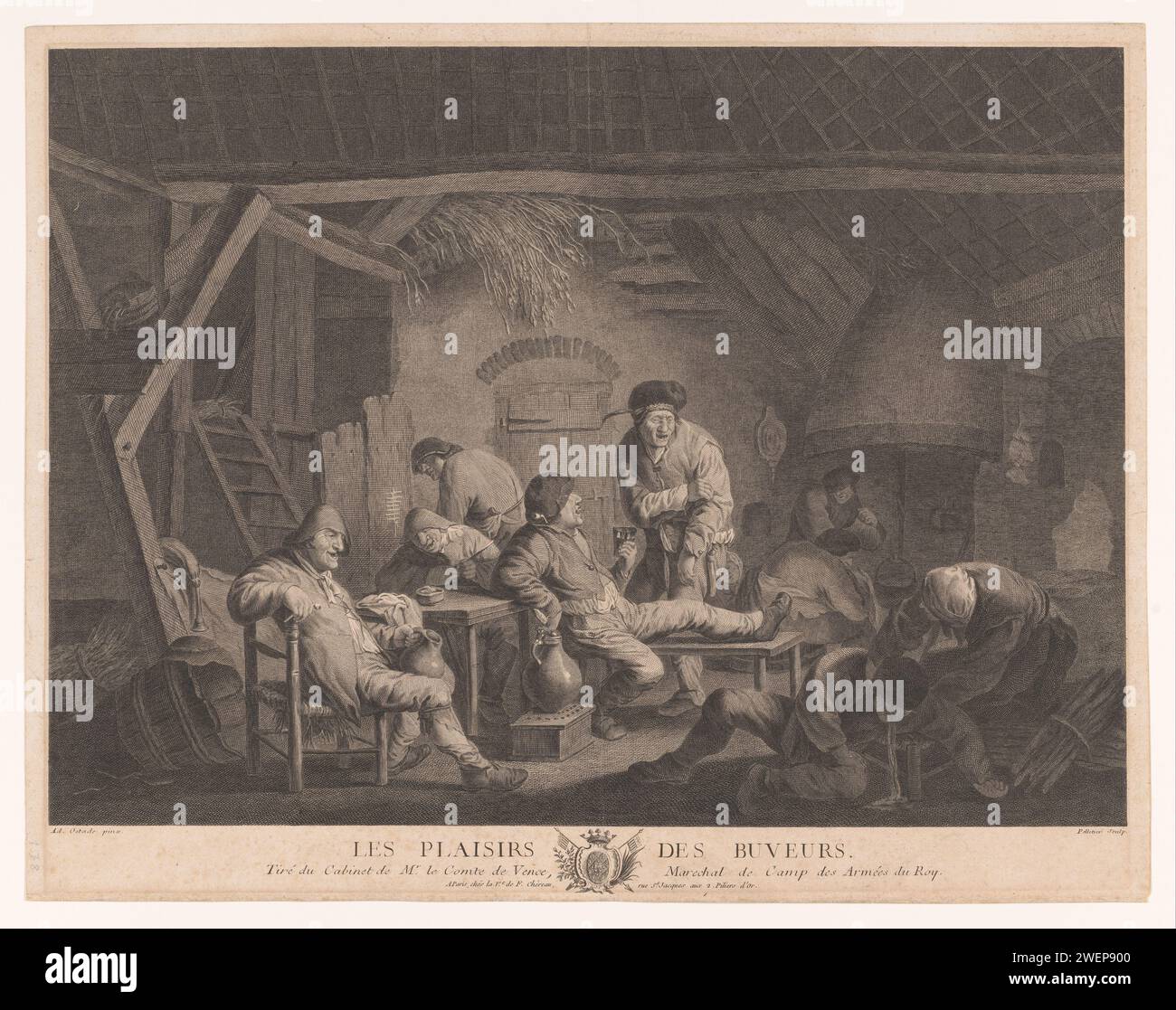 Inn interior with drinking men, 1746 - 1780 print paper engraving ...