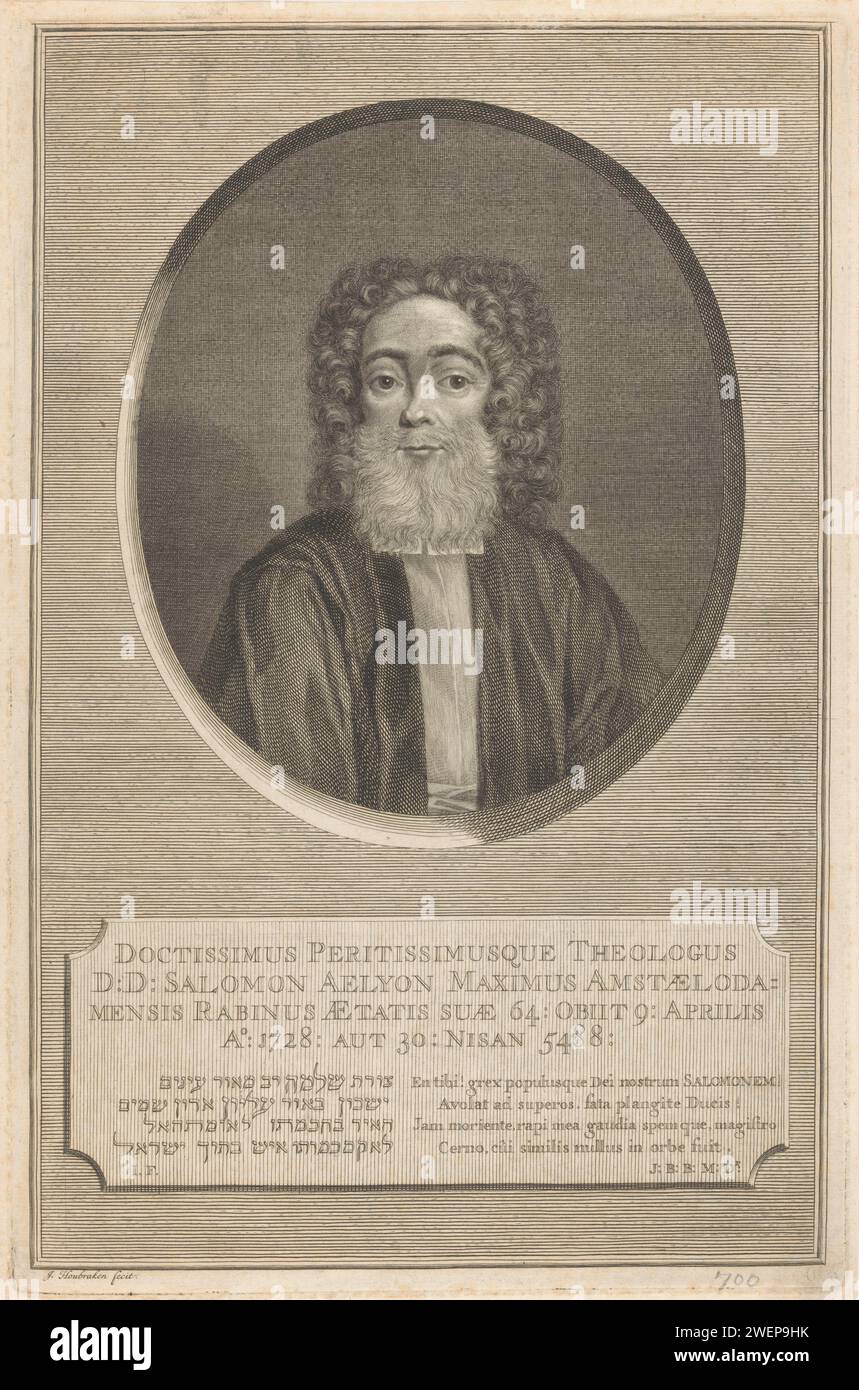 Portrait of Salomon Aelyon at the age of 64, Jacob Houbraken, 1728 ...