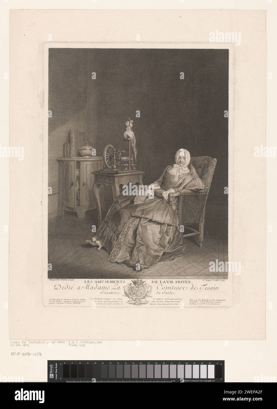 Interior with a lady with a book on lap, Louis Surugue, After Jean ...