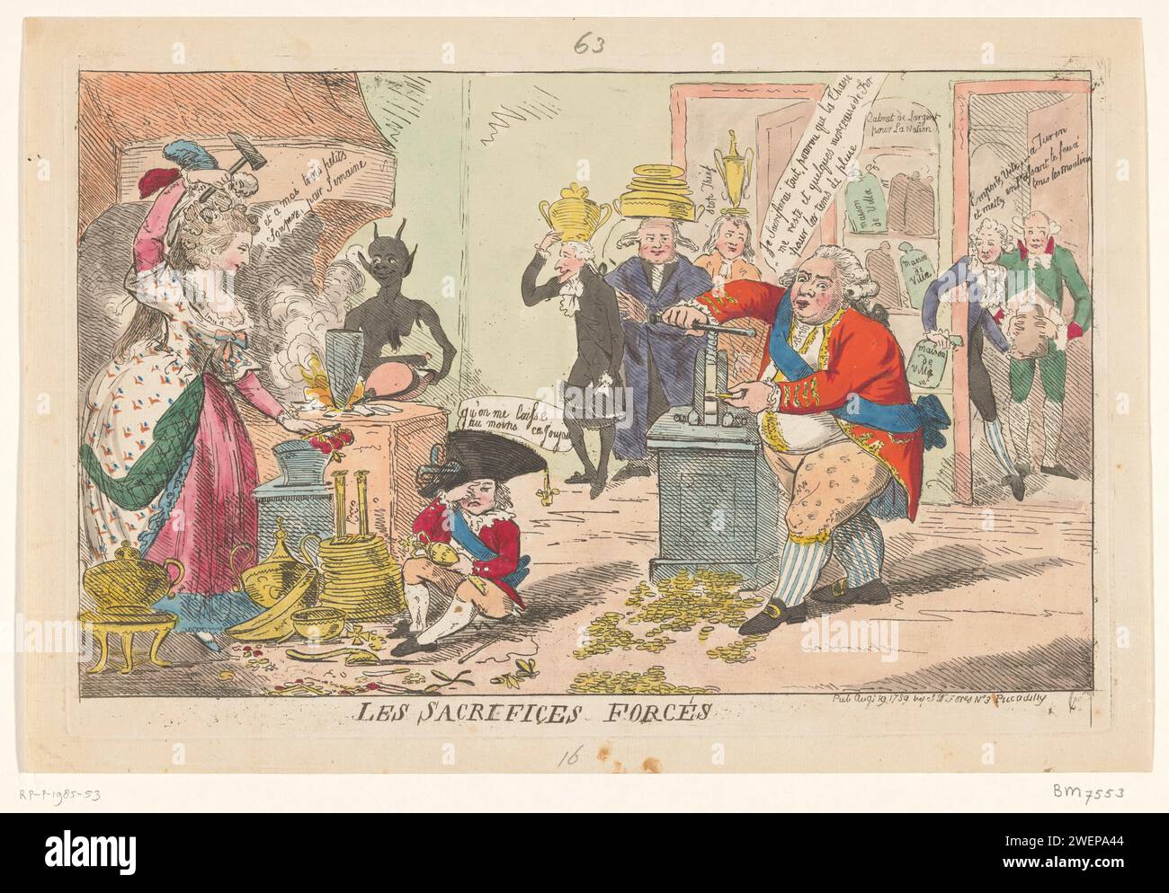 Cartoon on Marie Antoinette and Lodewijk XVI, 1789, 1789 print Cartoon ...