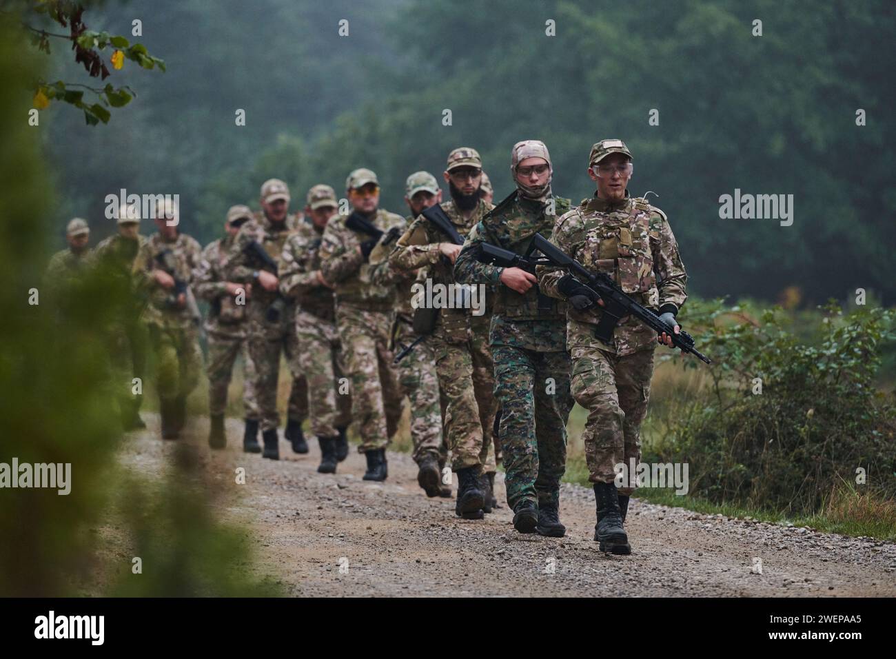 An elite military unit, led by a major, confidently parades through ...
