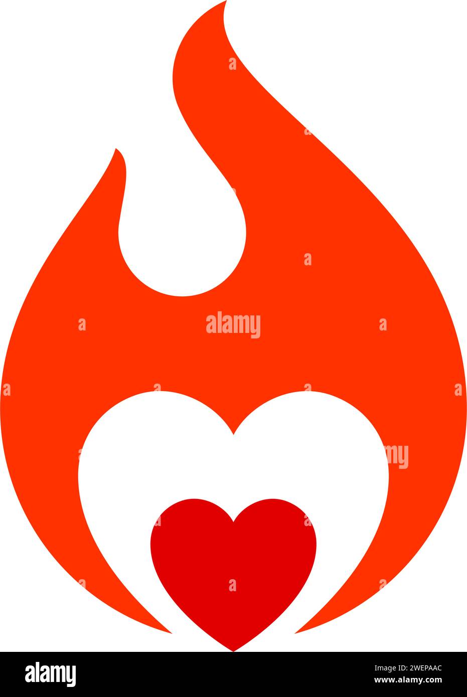 Fire flame, hot heart symbol, vector illustration Stock Vector Image ...