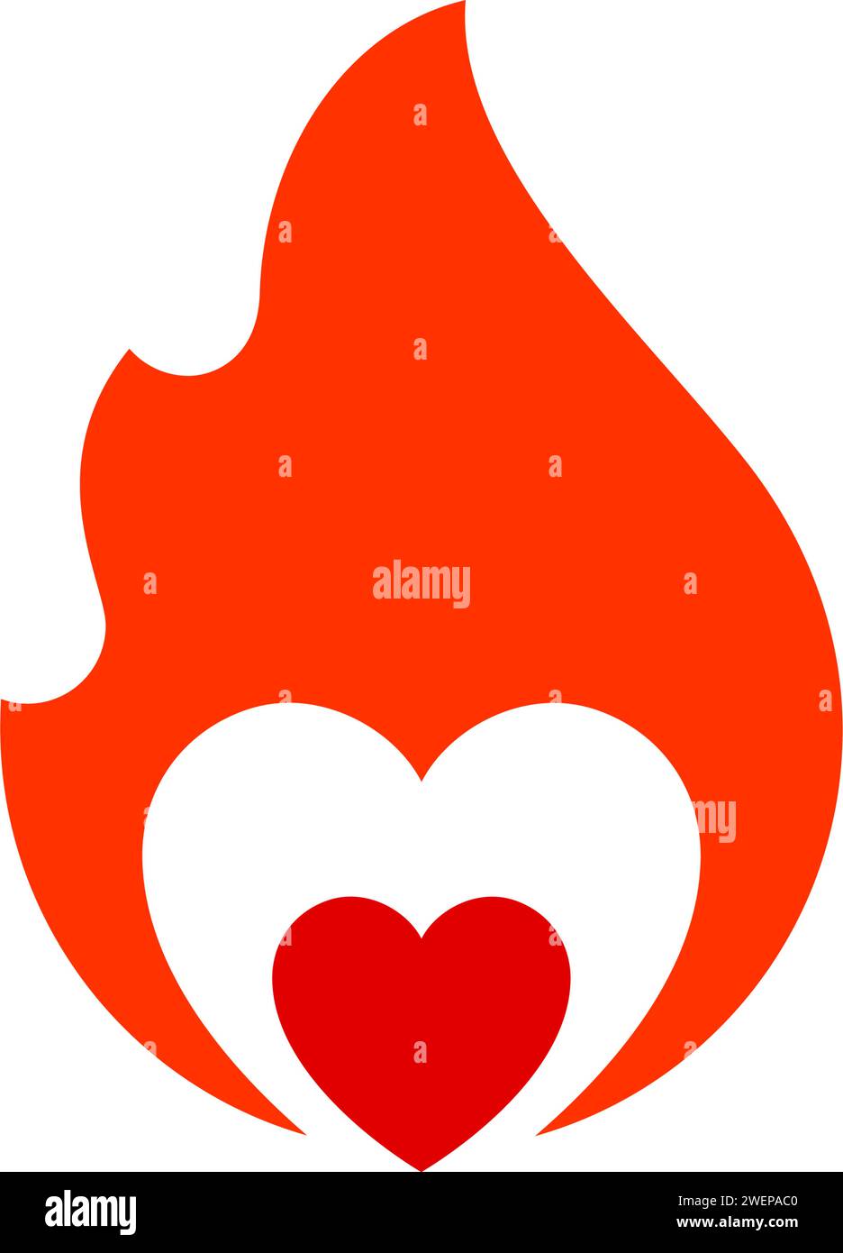 Fire flame, hot heart symbol, vector illustration Stock Vector Image ...