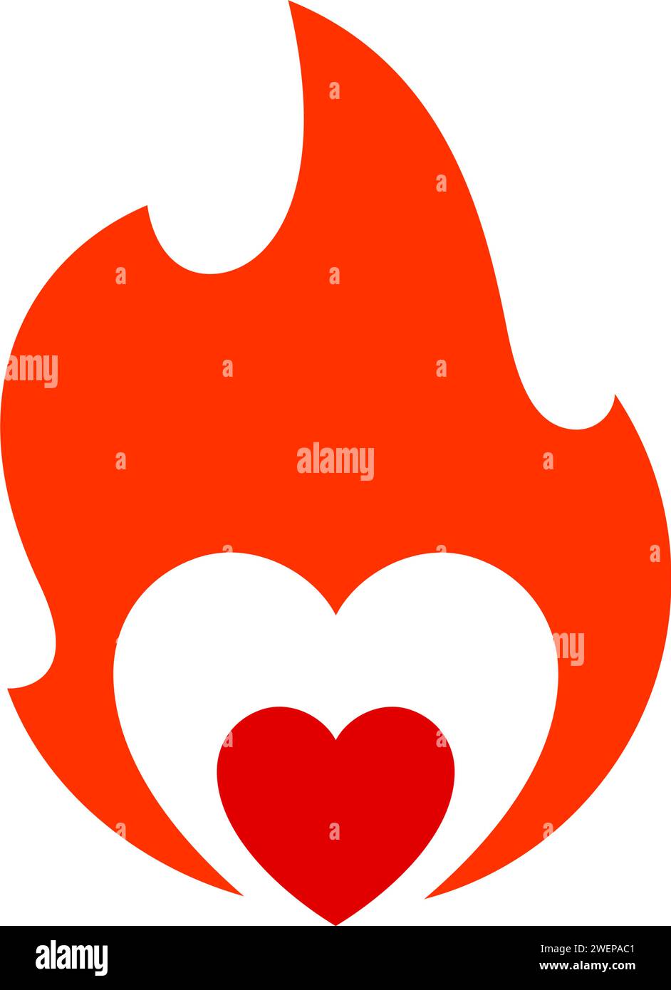 Fire flame, hot heart symbol, vector illustration Stock Vector Image ...