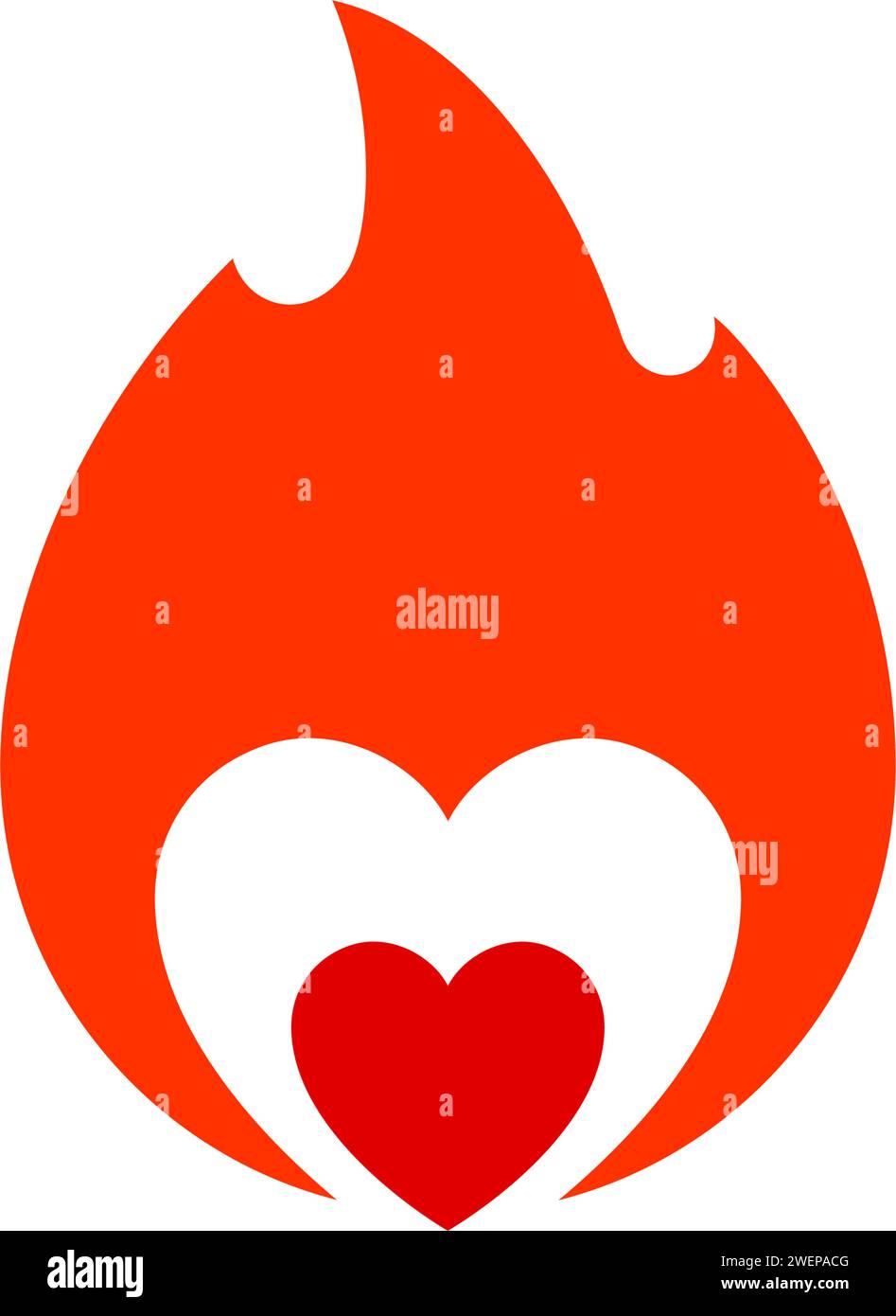 Fire flame, hot heart symbol, vector illustration Stock Vector Image ...