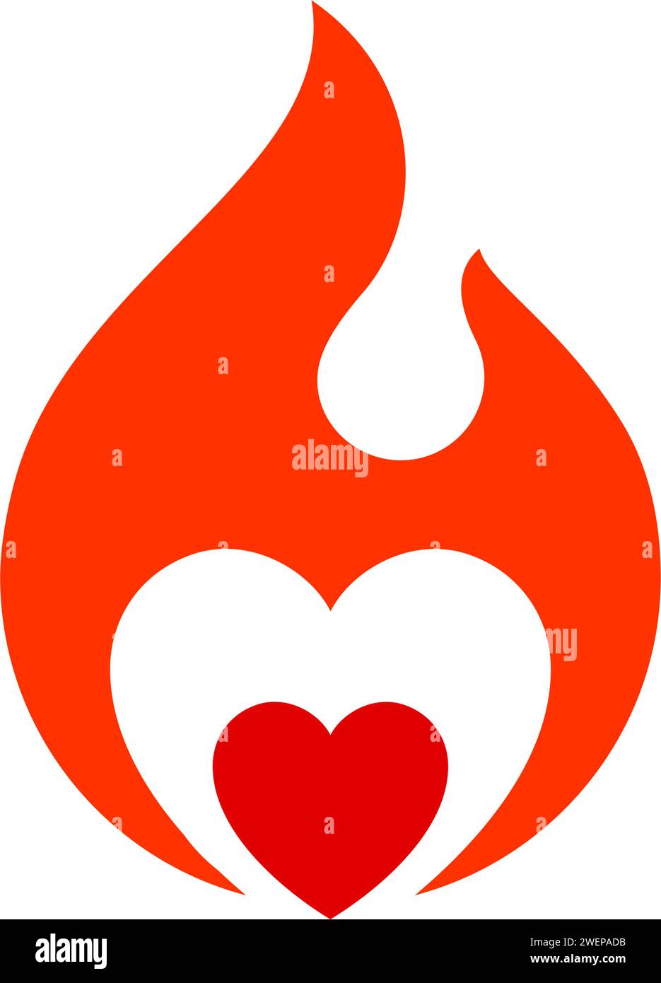 Fire flame, hot heart symbol, vector illustration Stock Vector Image ...