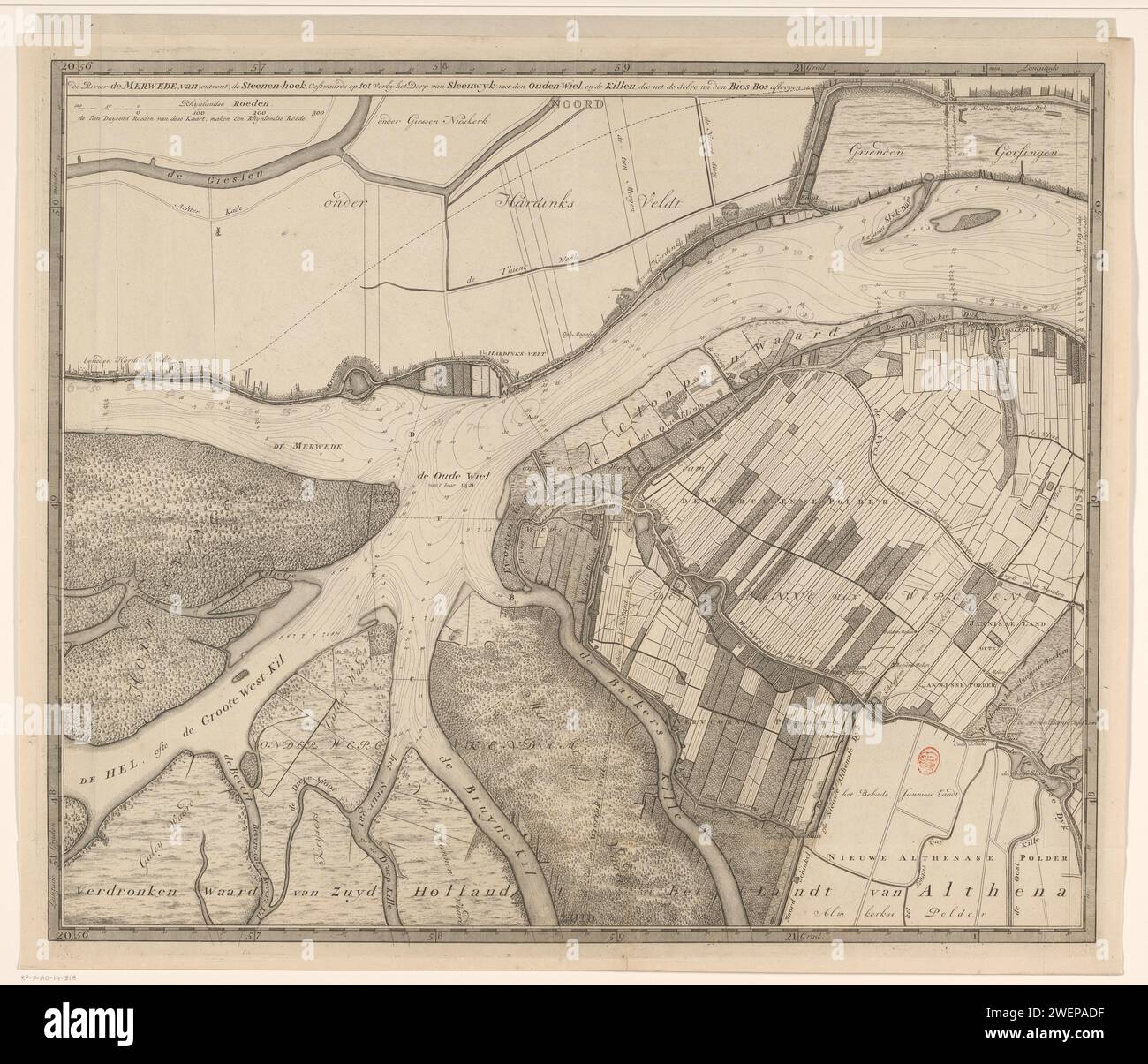 Map of the Merwede, from Hardinxveld to beyond Sleeuwijk, David Coster ...