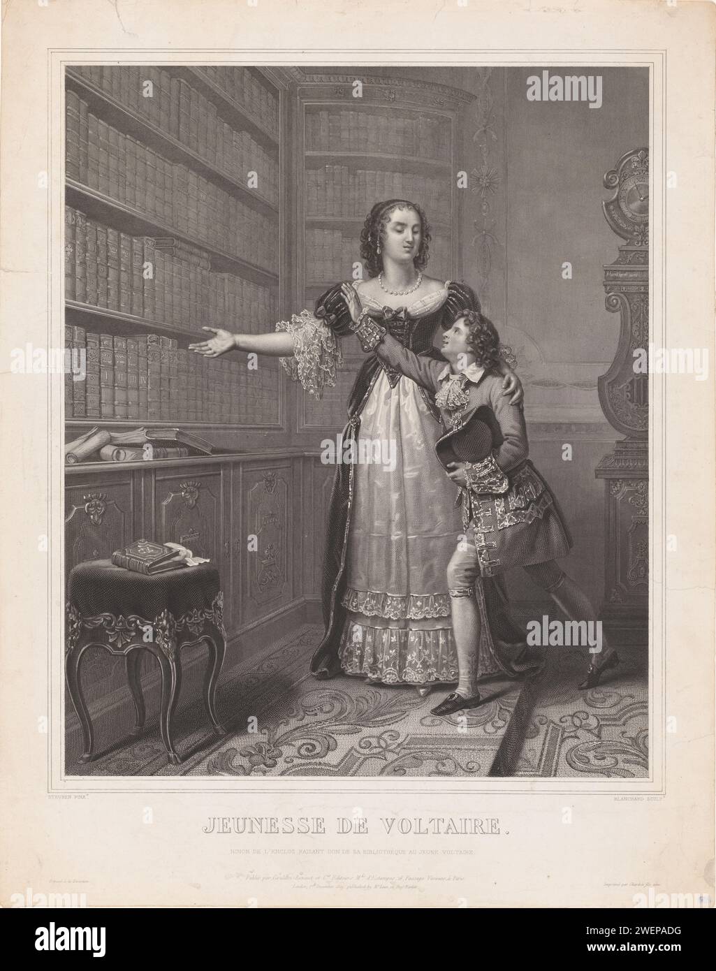 Ninon de Lenclos donates young Voltaire her library, Blanchard, After ...