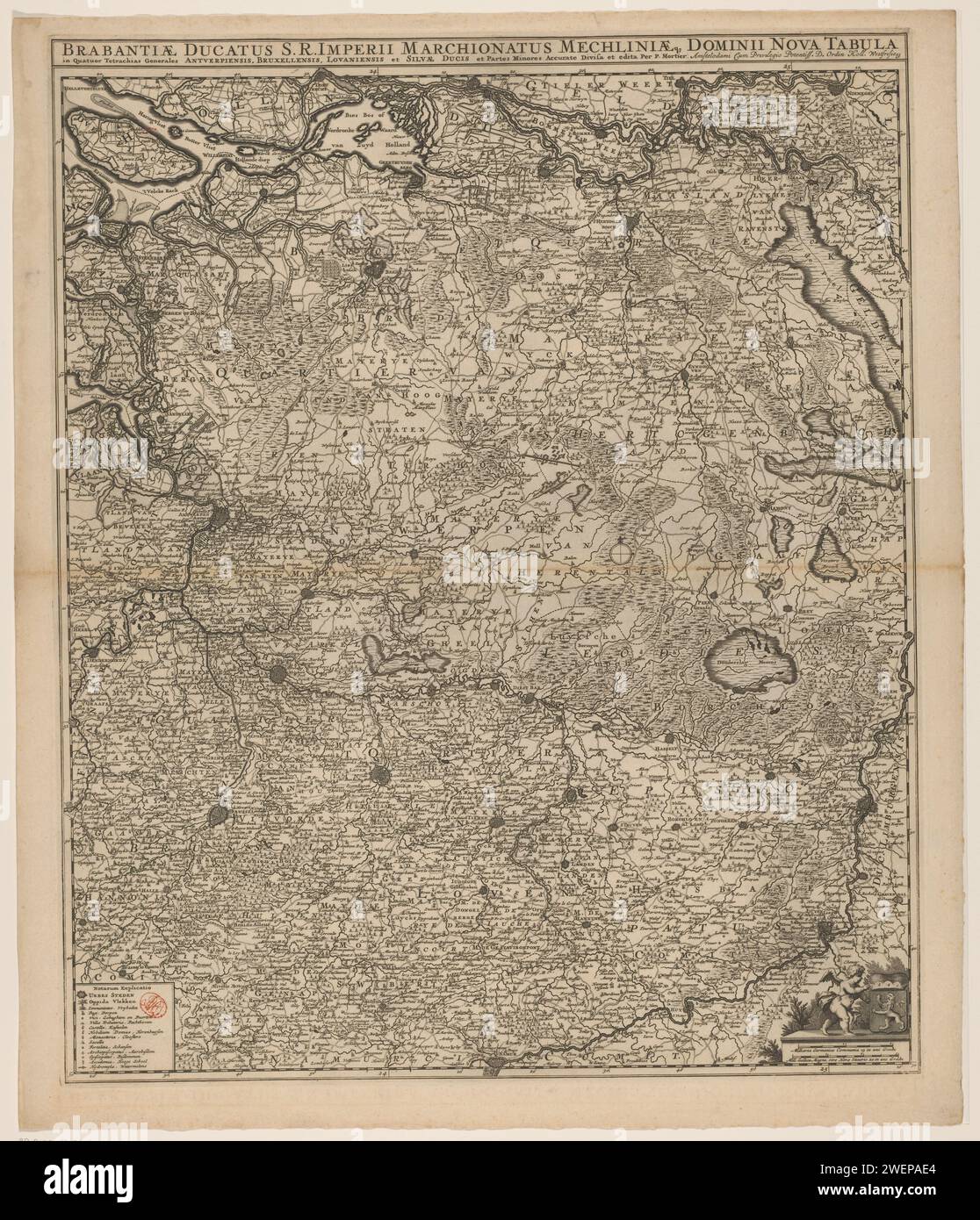 Map of the Duchy Brabant, Anonymous, 1710 - 1721 print Map of the Duchy of Brabant. The title in ...