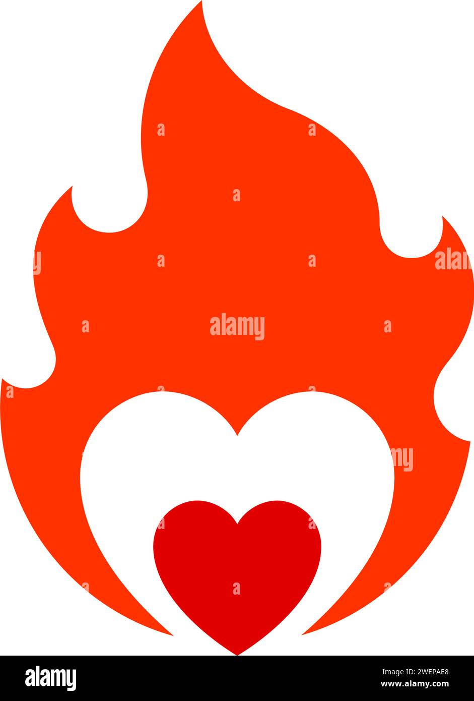 Fire flame, hot heart symbol, vector illustration Stock Vector Image ...