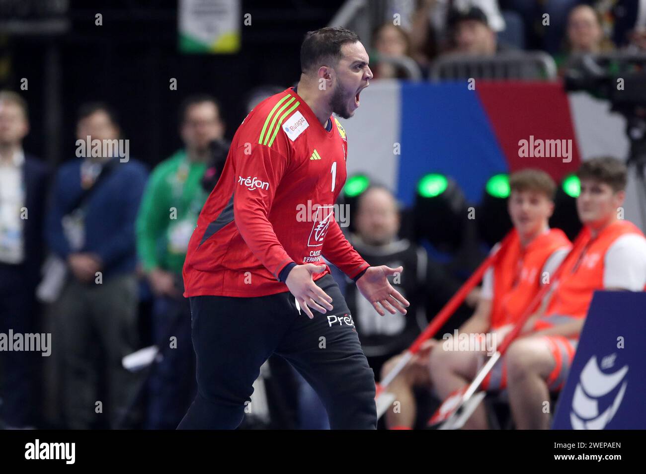 Zagreb, Croatia. 26th Jan, 2024. Goalkeeper Samir Bellahcene of France ...