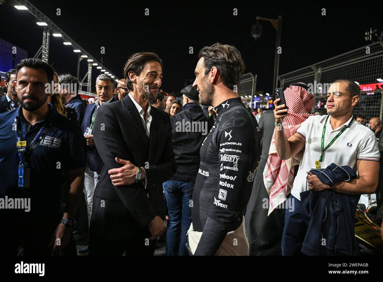 1/26/2024 - Actor Adrien Brody and Jean-Eric Vergne, DS Penske during ...