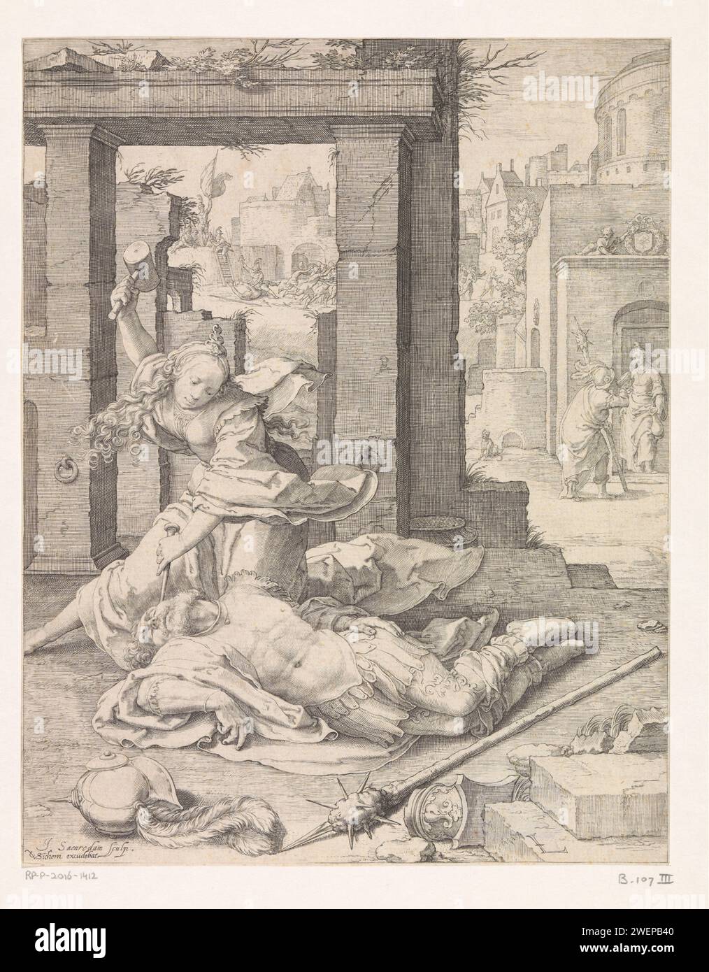 Jaël and Sisera, Jan Saenredam, After Lucas van Leyden, 1589 - 1607 ...