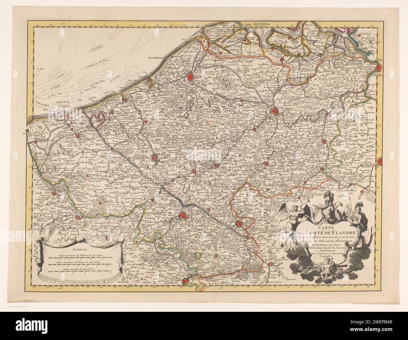 Map of the Graafschap Vlaanderen, Anonymous, 1721 - 1774 print Map of ...