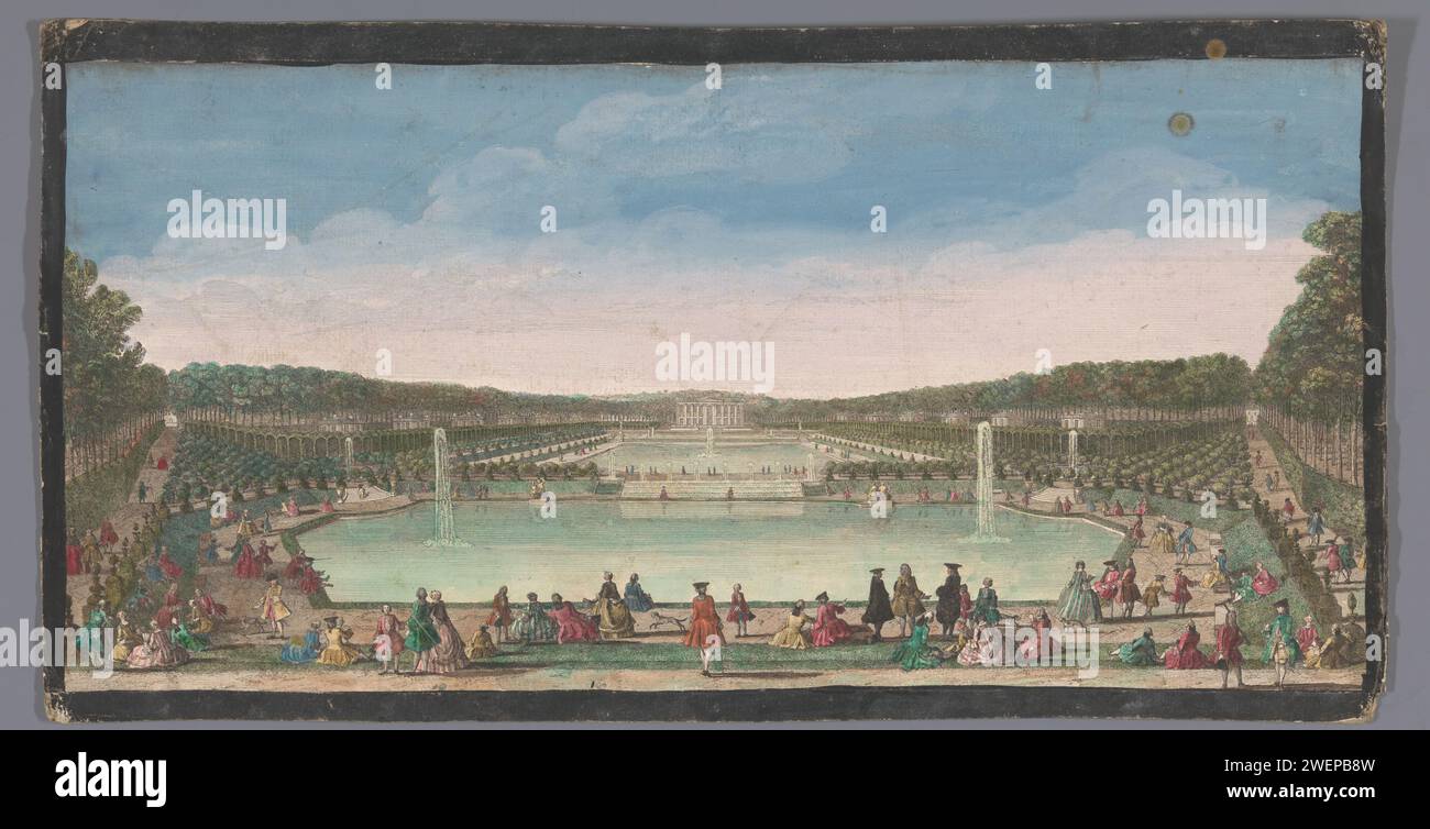 View of the Château de Marly, Anonymous, 1700 - 1799 print Two lines of ...