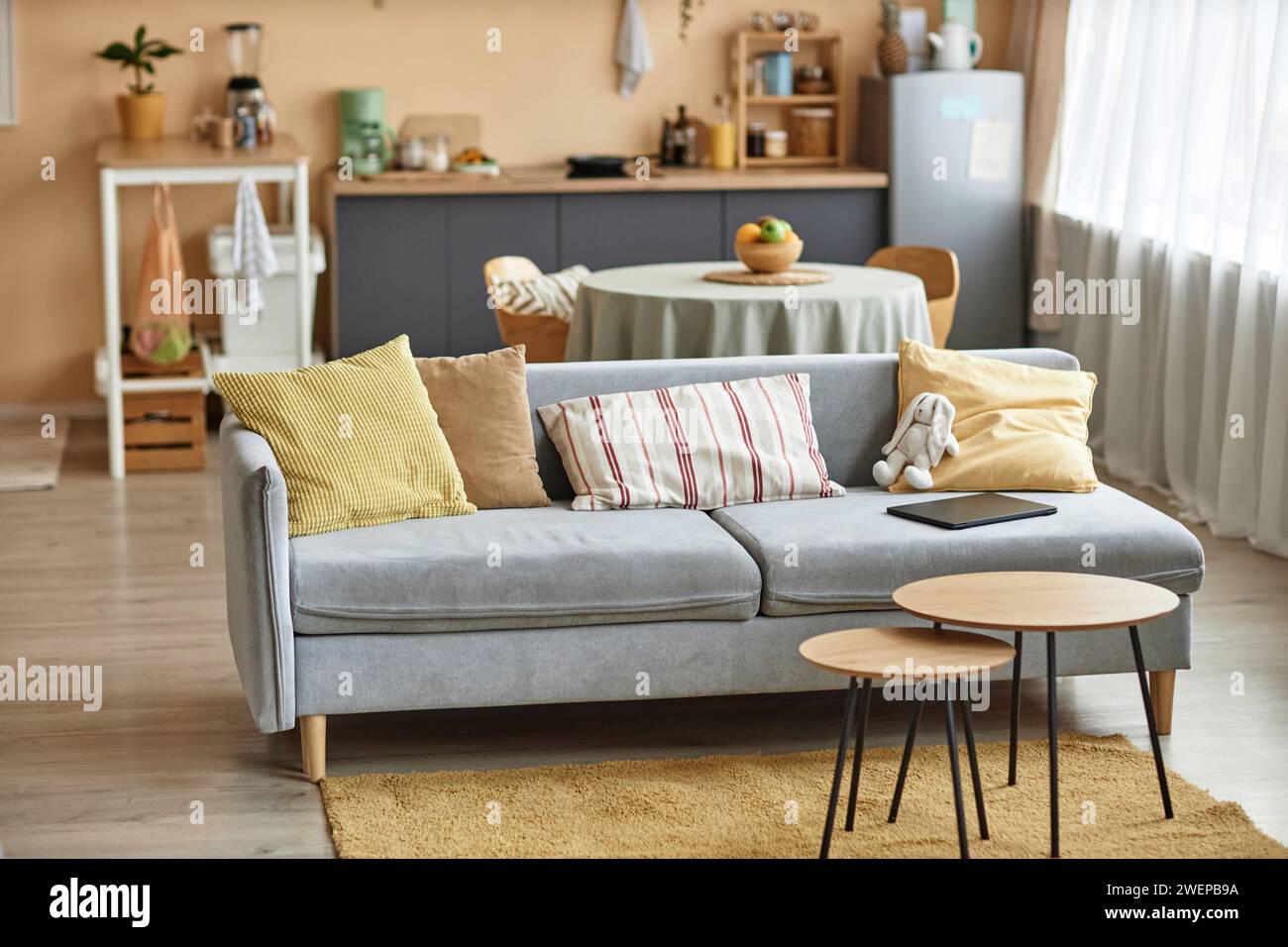 Cozy Living Room with Big Sofa Stock Photo - Alamy