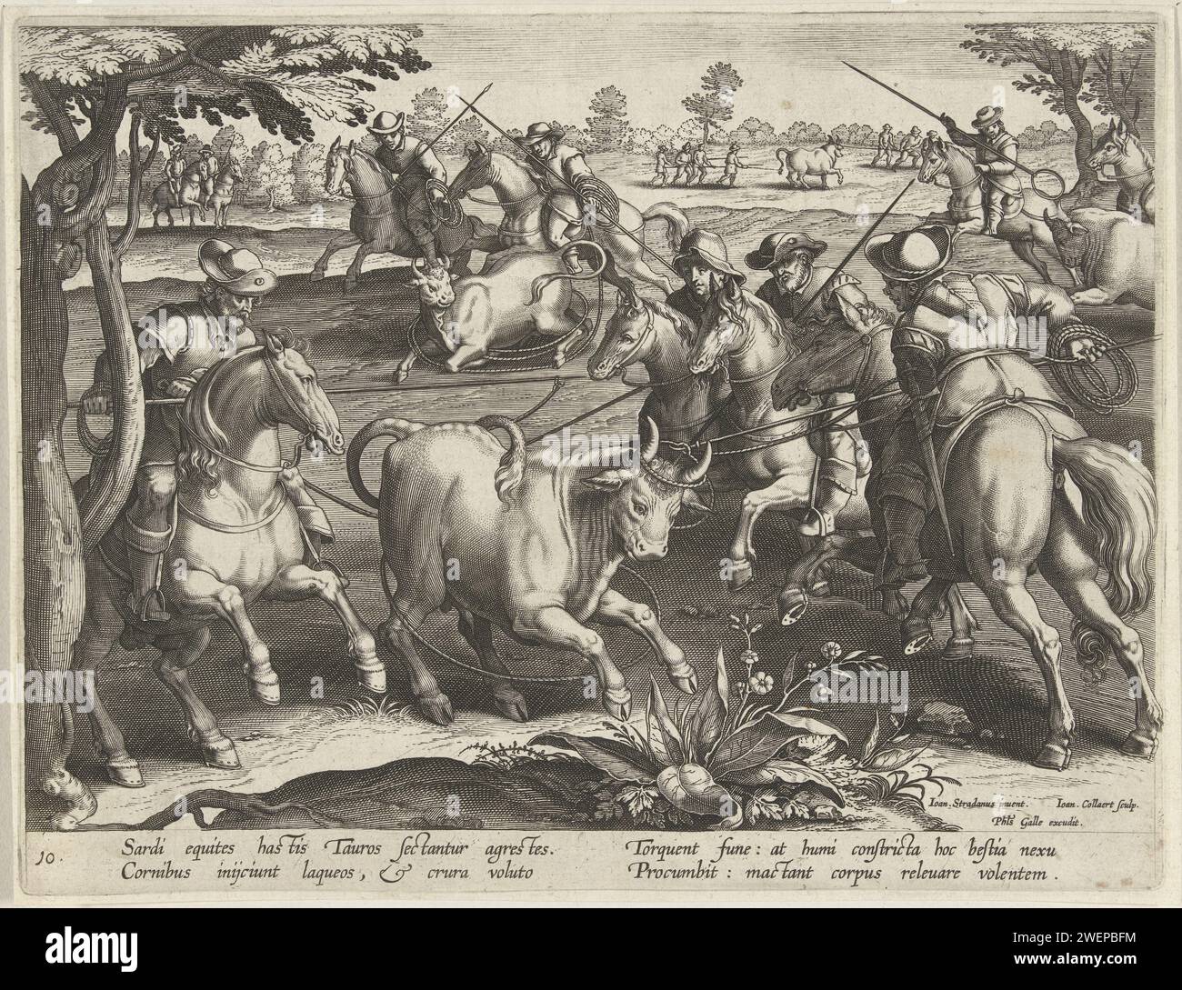 Hunting Bulls, Jan Collaert (II), After Jan van der Straet, 1594 - 1598 ...