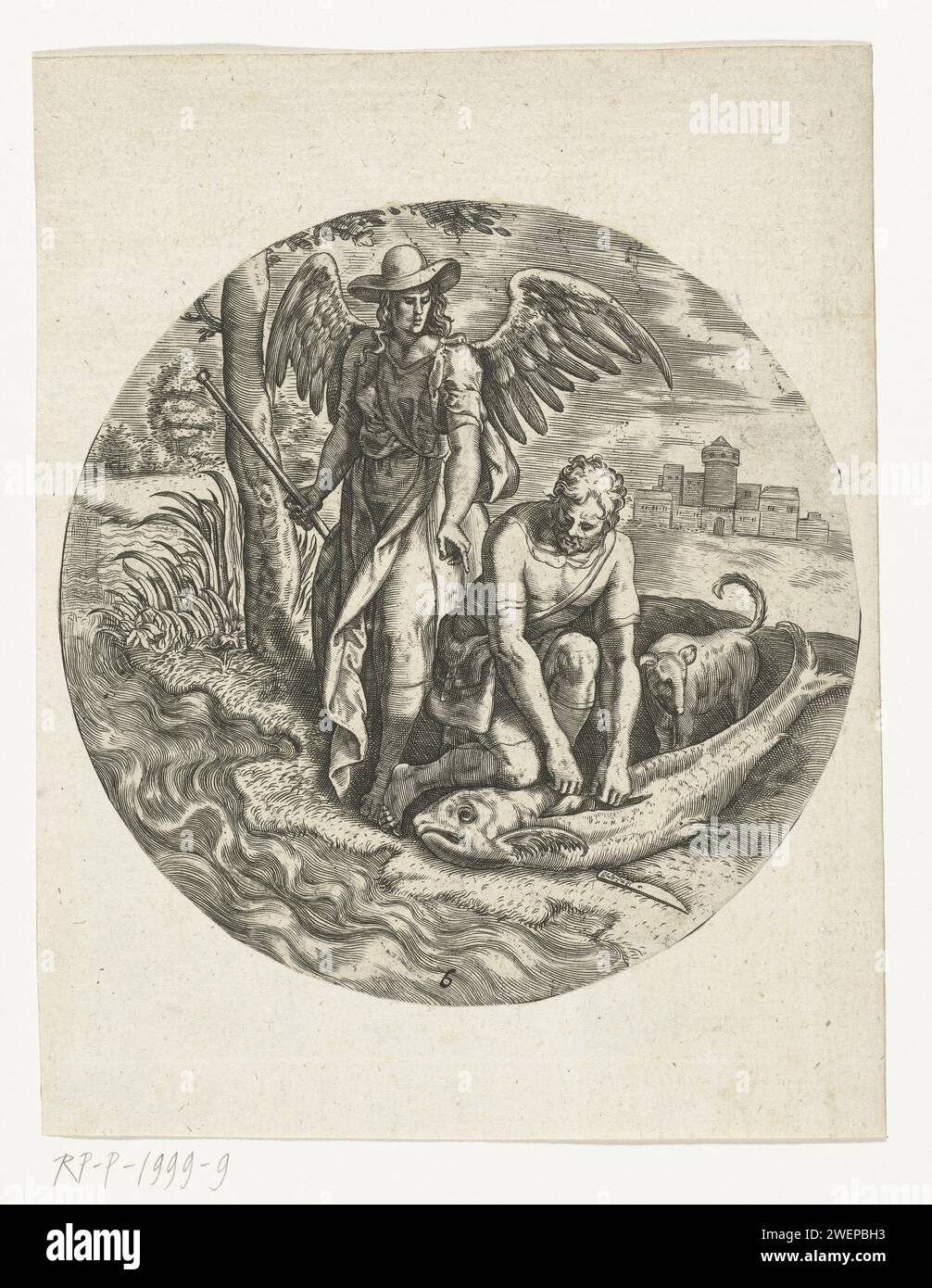 At the direction of the angel, Tobias cuts the fish into pieces ...