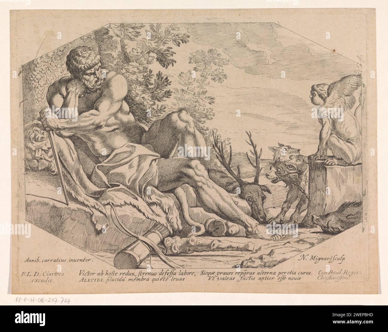 Hercules rest after his works, 1616 - 1668 print Hercules is resting in ...