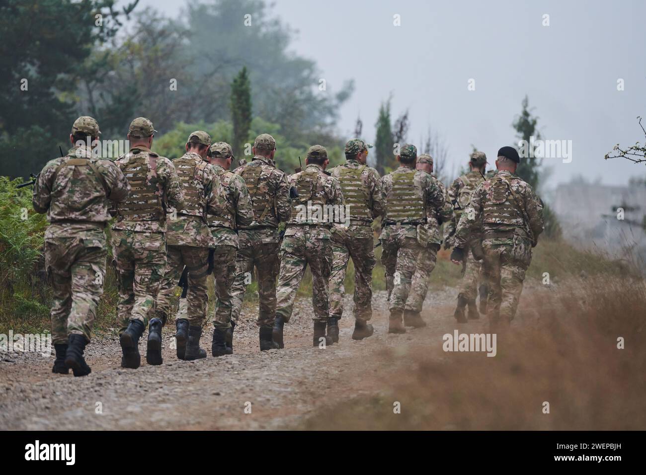 An elite military unit, led by a major, confidently parades through ...