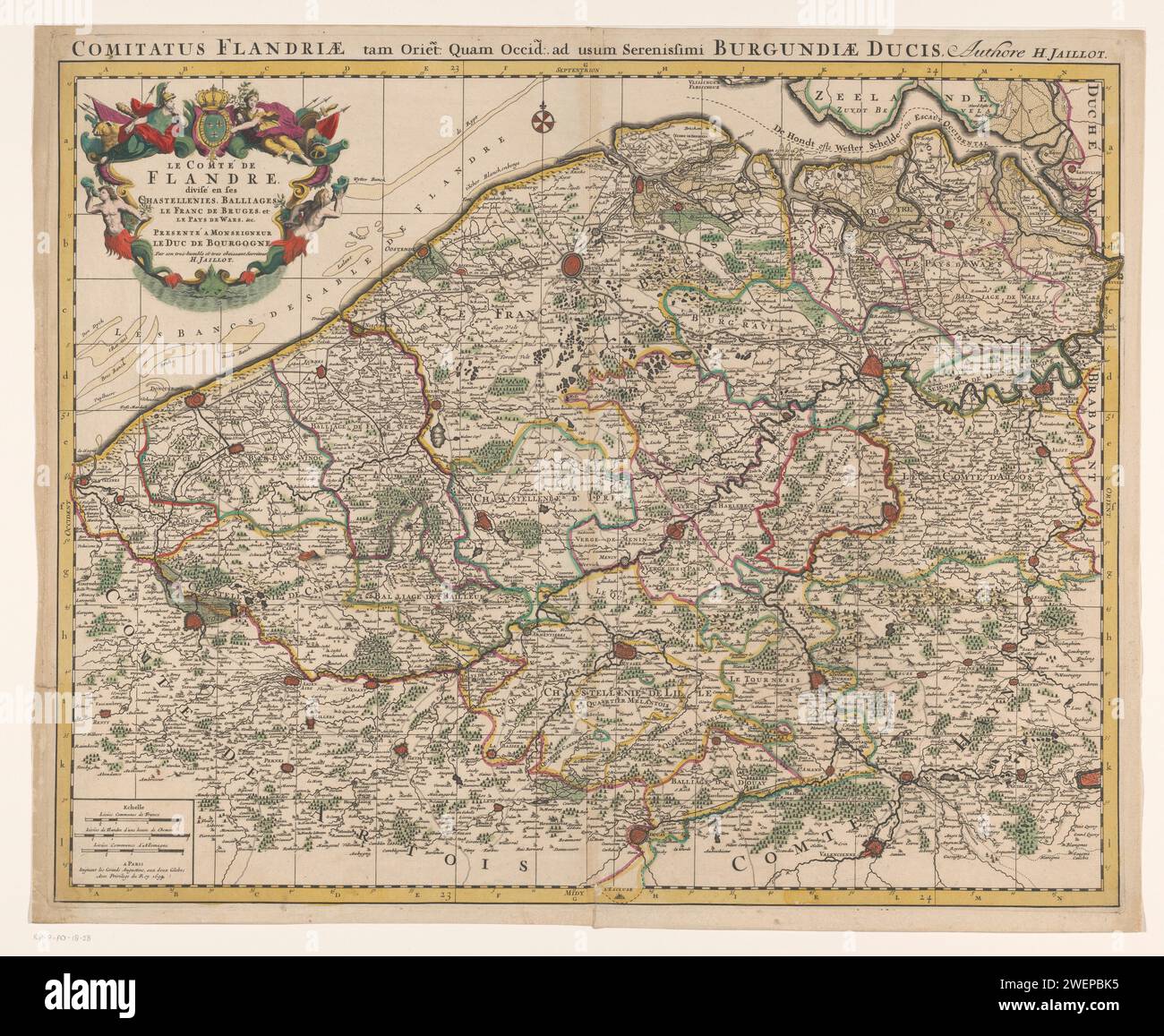 Map of the Graafschap Vlaanderen, Anonymous, 1694 print Map of the ...