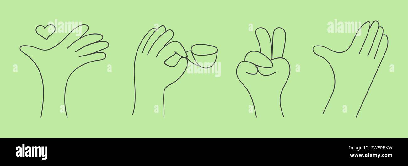 Korean finger heart sign set. Finger with mini heart and respect symbol ...