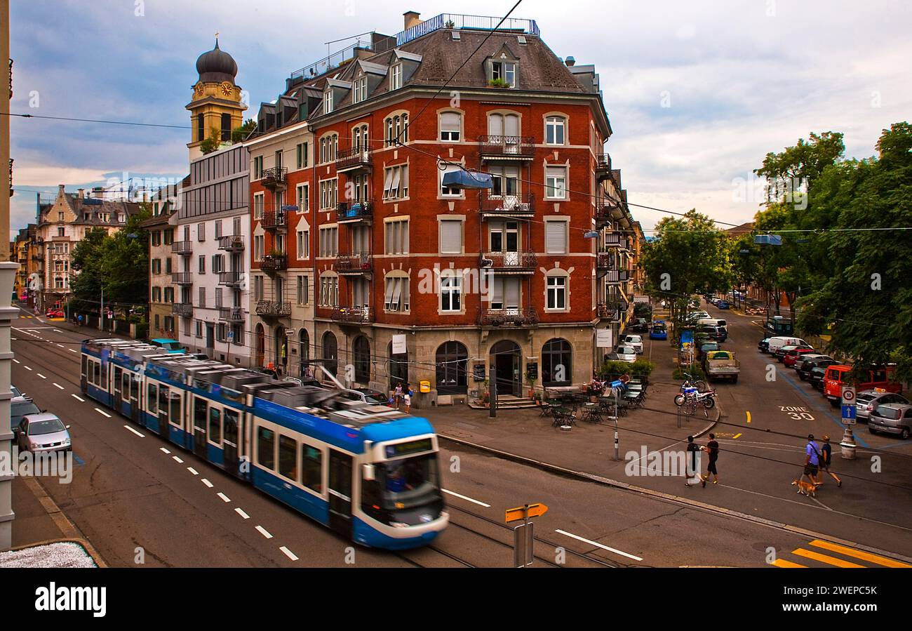 Zurich: tram through the industrial district of Im Viadukt, now a ...