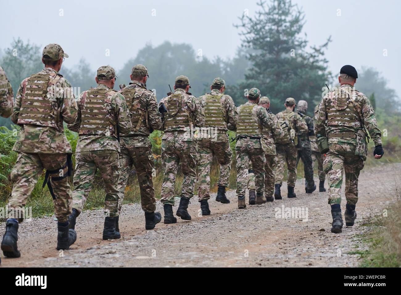 An elite military unit, led by a major, confidently parades through ...