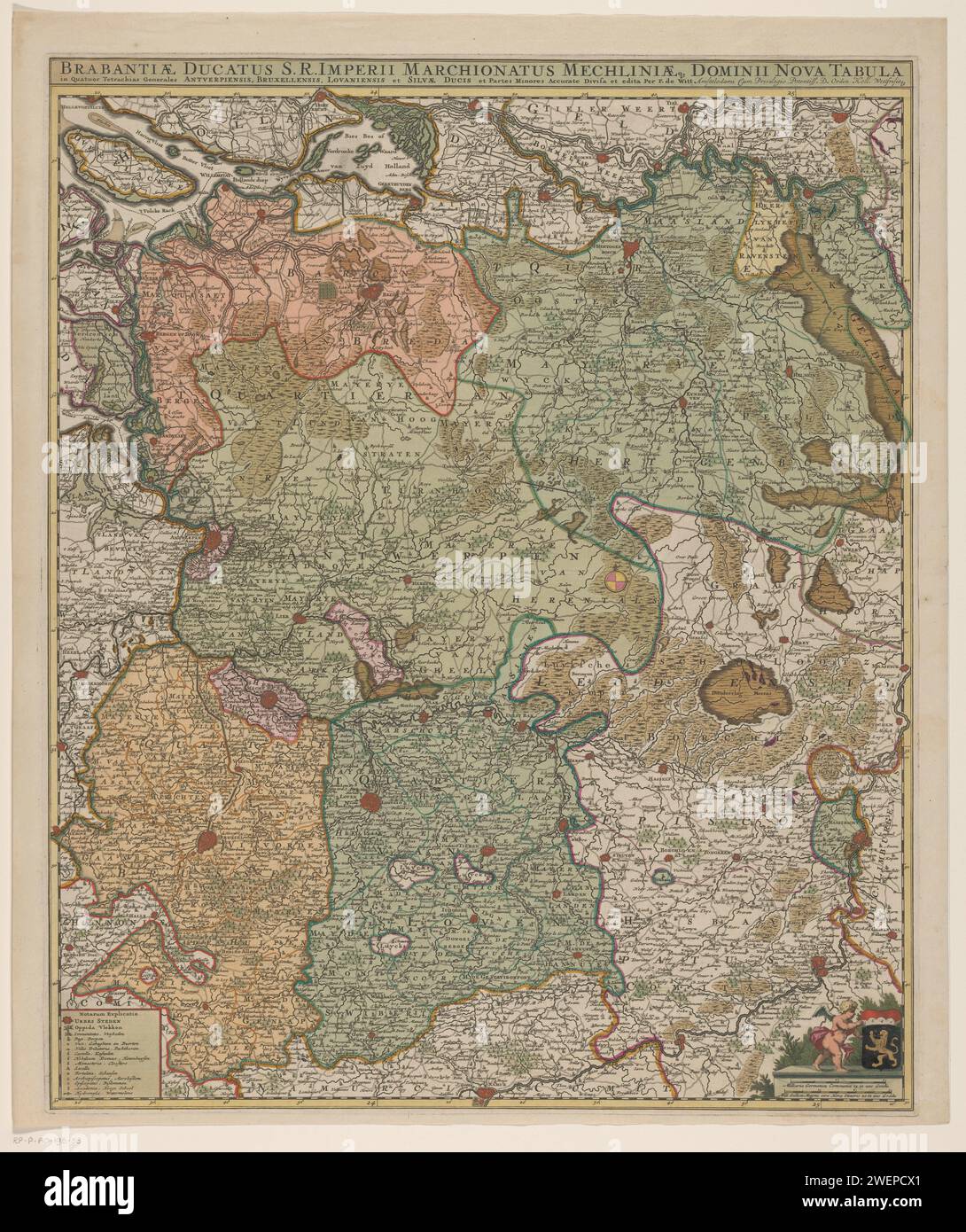 Map of the Duchy Brabant, Anonymous, 1697 - 1709 print Map of the Duchy of Brabant. The title in ...