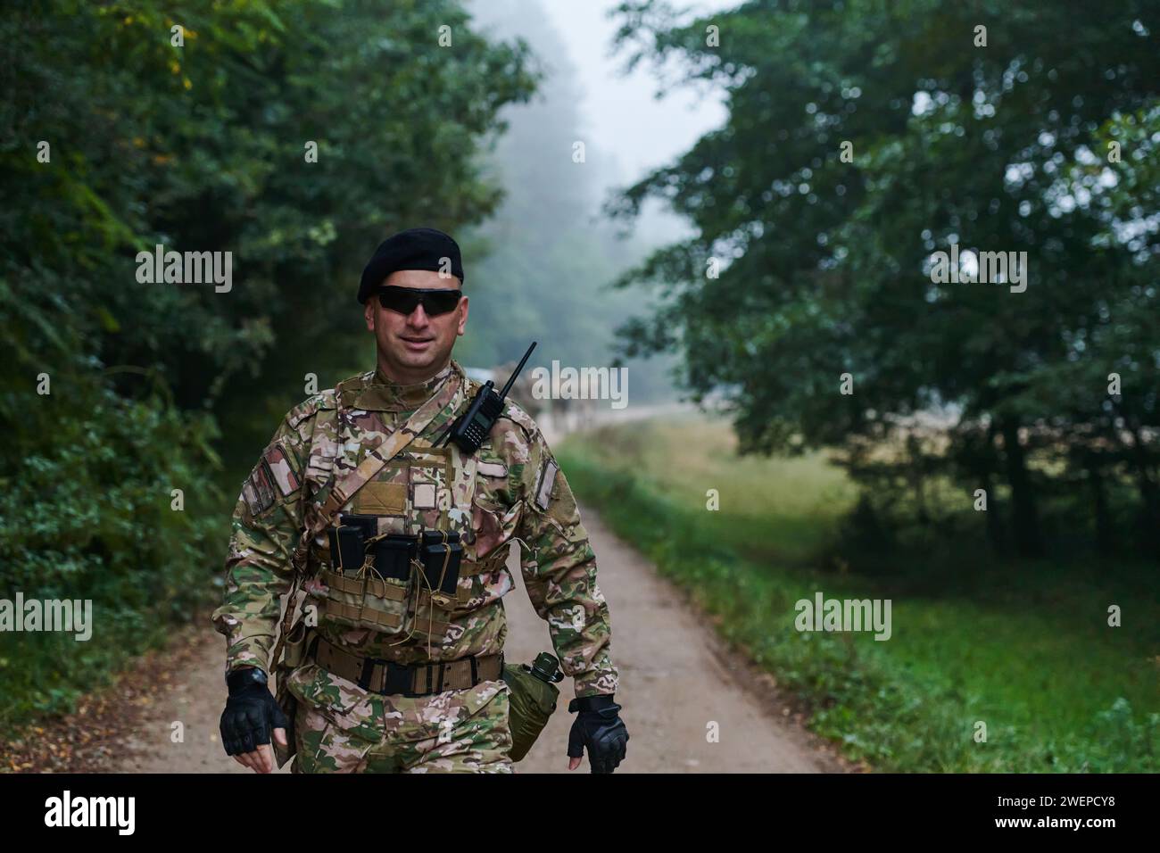 Elite soldier exudes focused determination and readiness, geared up for ...