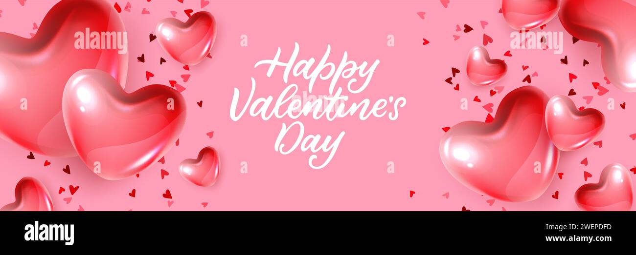 Valentines Day party hand drawn calligraphy lettering, poster or banner ...