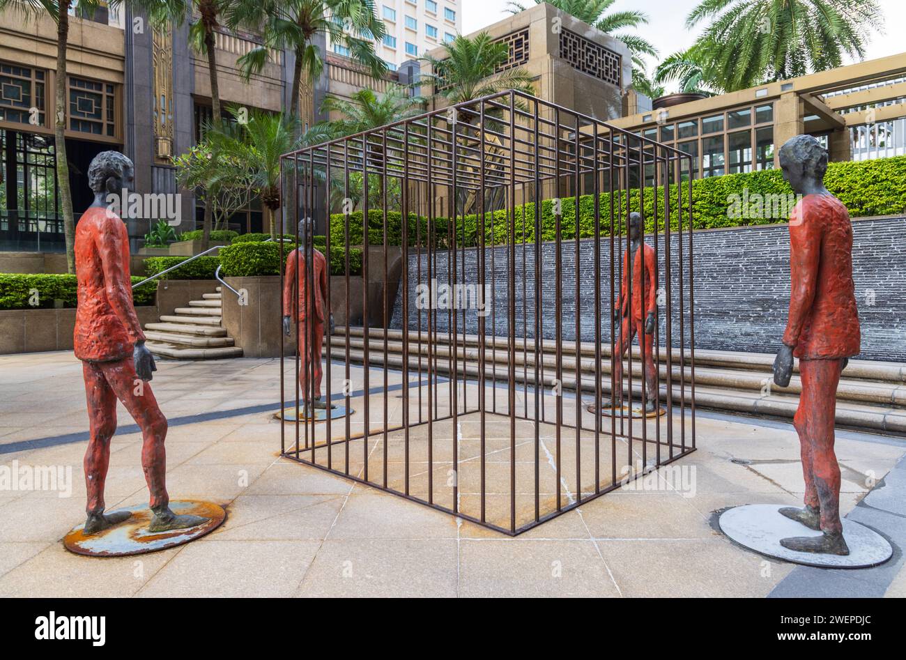 Clandestini sculpure by Italian sculptor Roberto Barni at the entrance ...