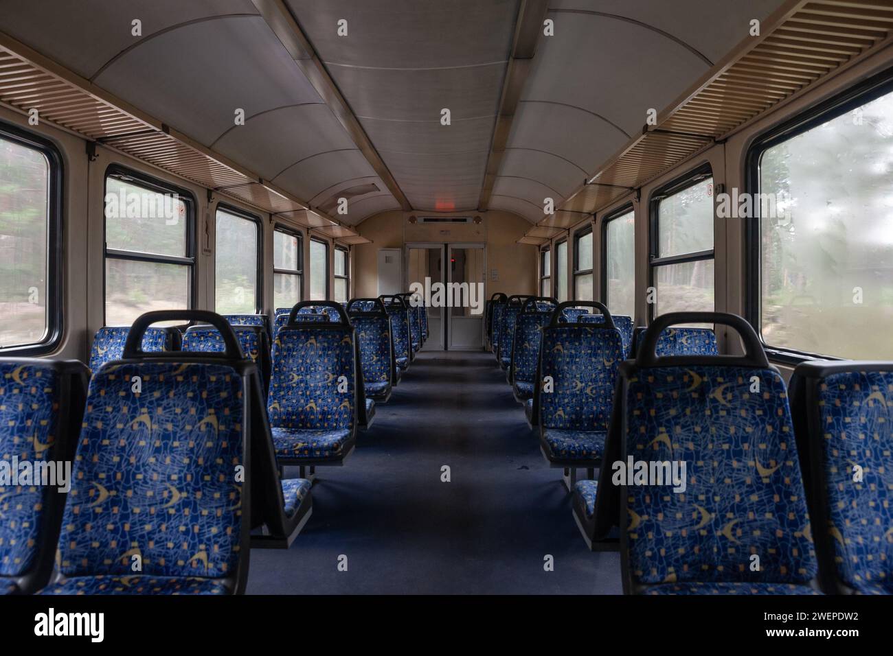 Picture of a typical seat from a refurbished European train,, en route ...