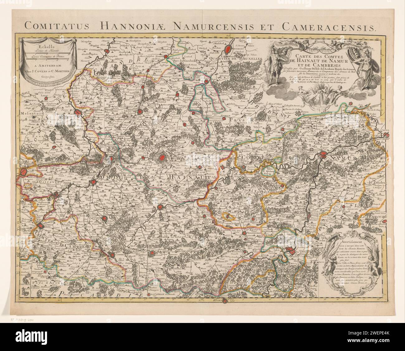 Map of the counties Hainaut and Namur and the Archdiocese Kamerijk ...