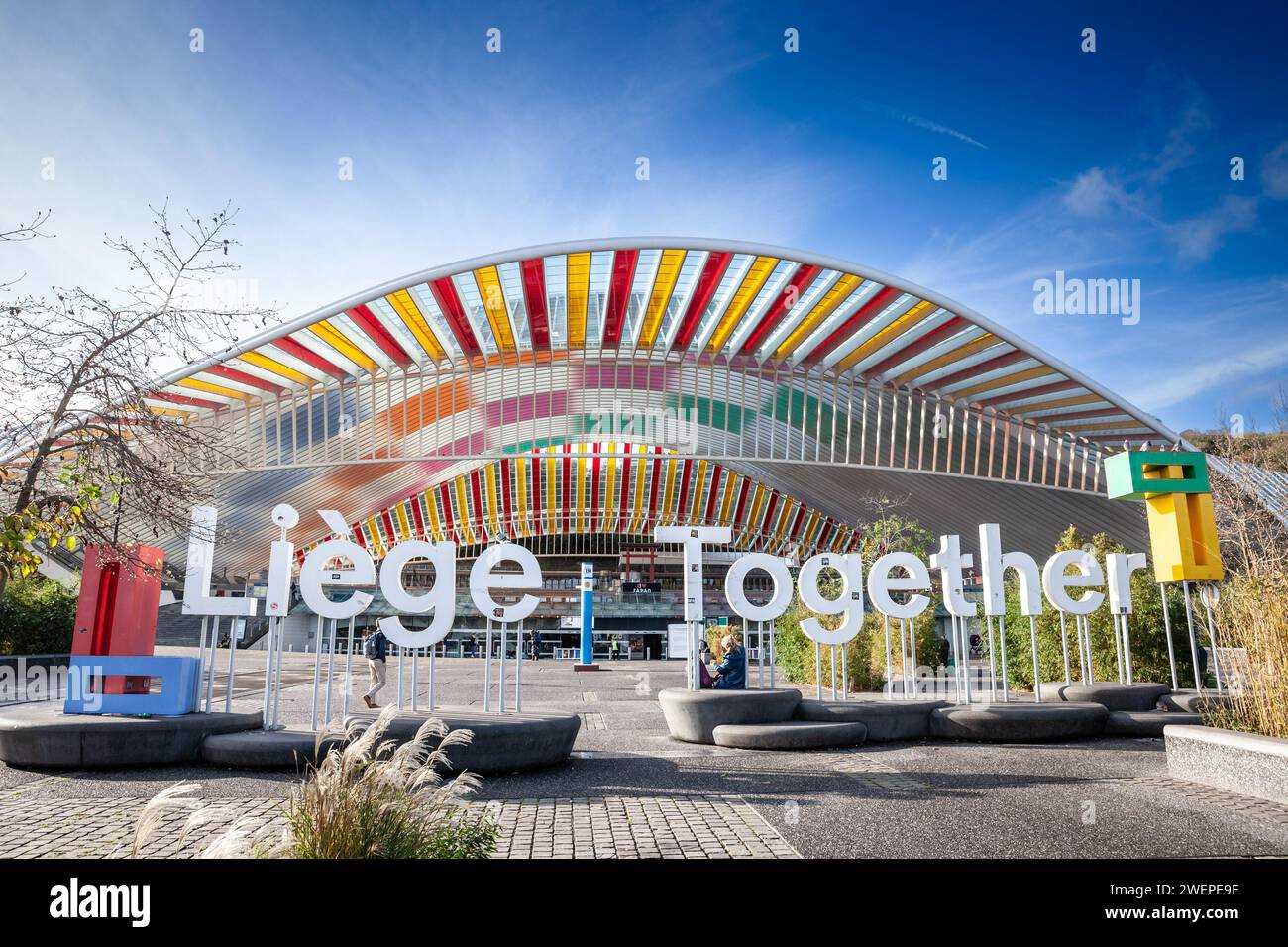 Picture of the entrance of Liege Guillemins train station. Liège ...