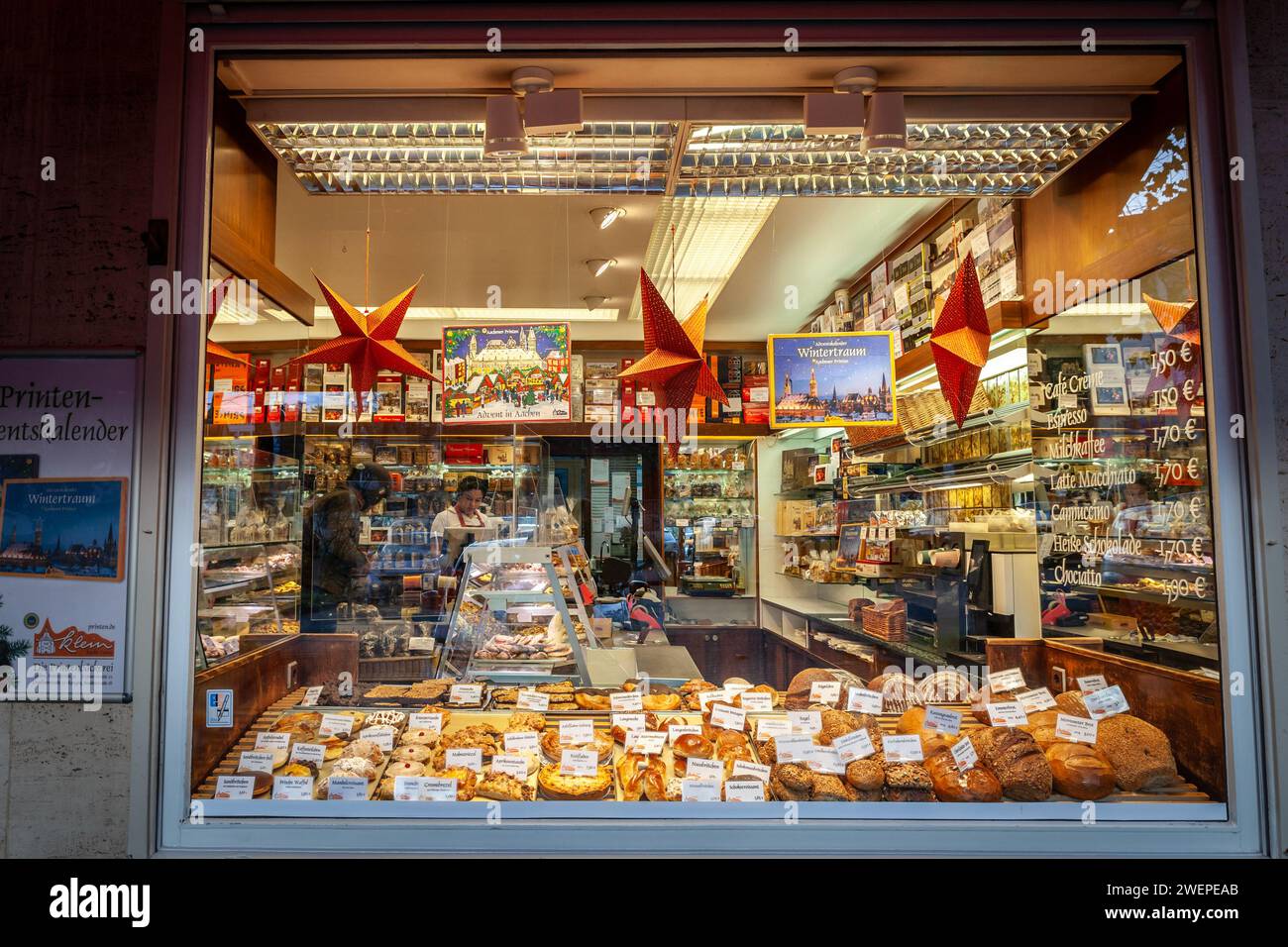 Picture of a german bakery in Aachen, germany, with a focus on shelves ...