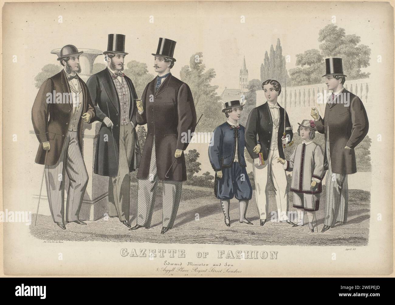 Gazette of Fashion, April 1863, 1863 On the left three men in jackets ...