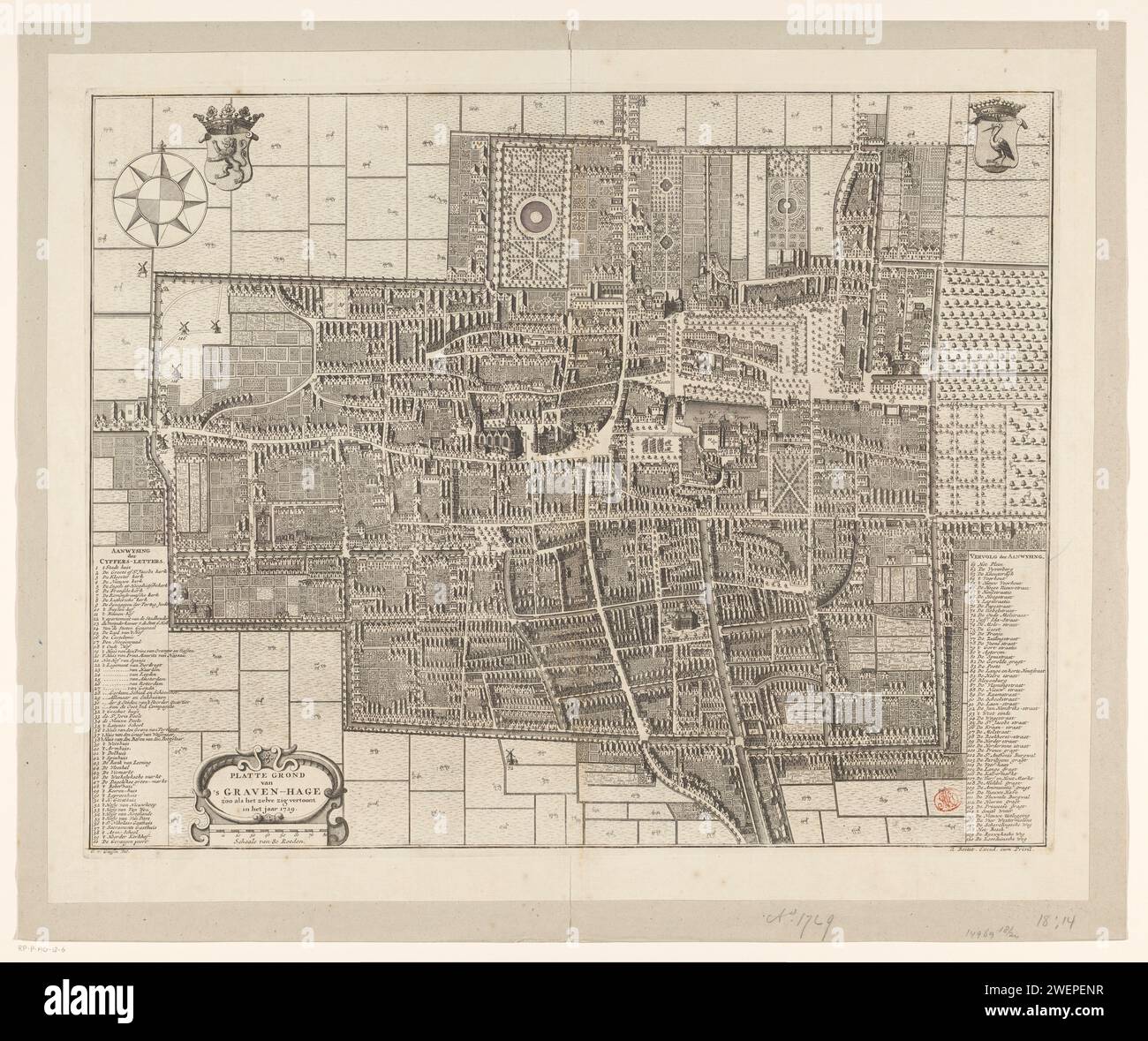 Map of The Hague, 1729, Anonymous, After Gerrit van Giessen, 1729 ...