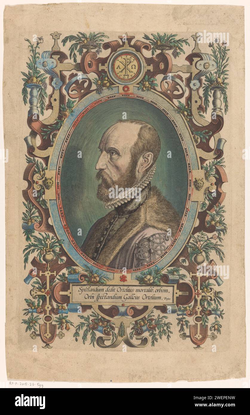 Portret van Abraham, 1579 print Portrait of the cartographer Abraham ...