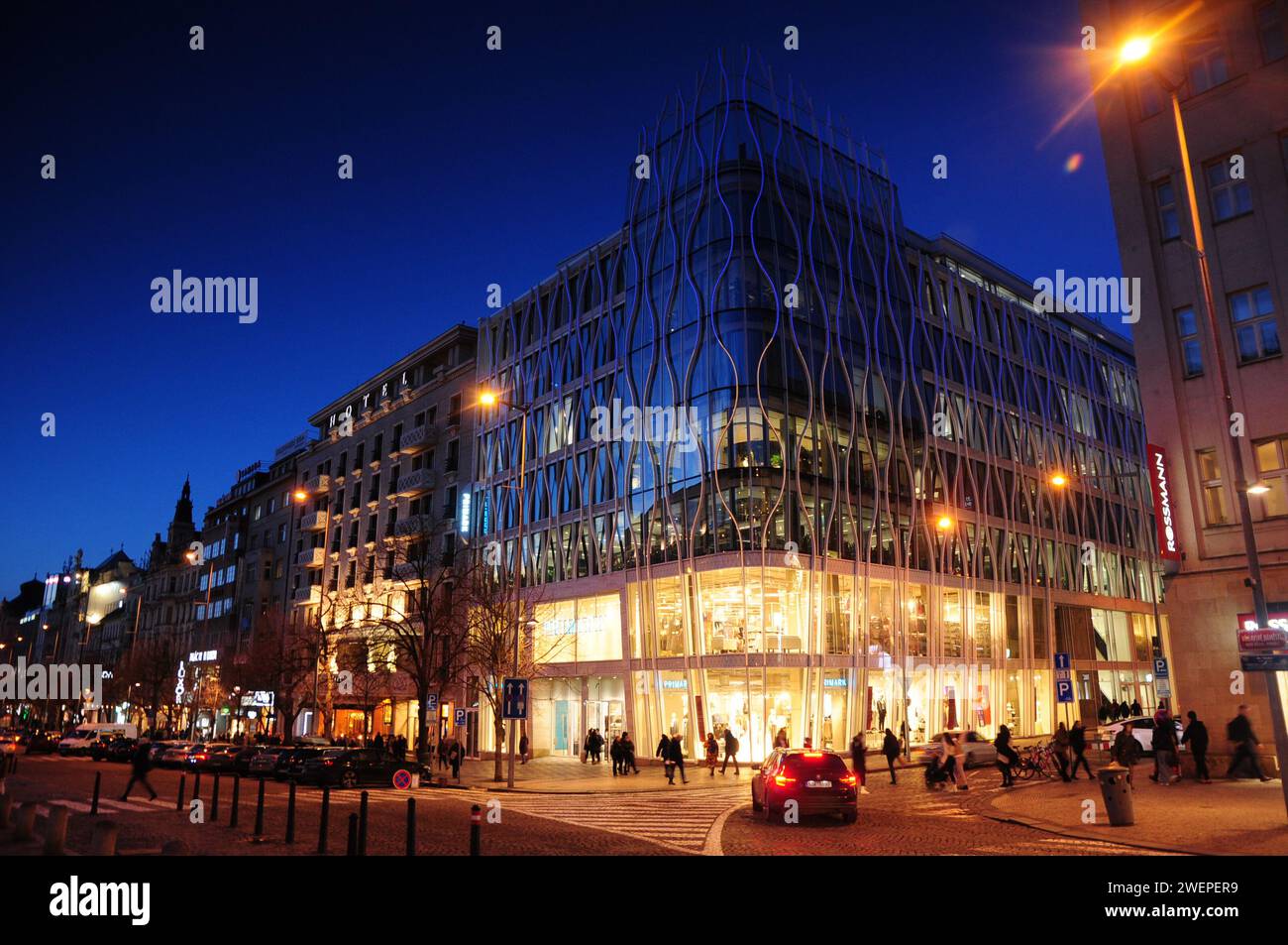 Wenceslas Square in Prague, Primark store, Czech Republic, January 24 ...