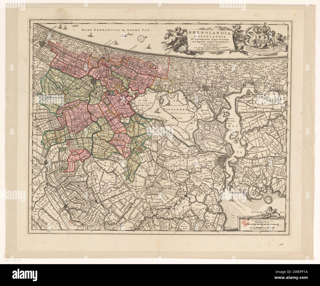 Map of Rijnland and Amstelland, Anonymous, 1720 - 1775 print Map of ...